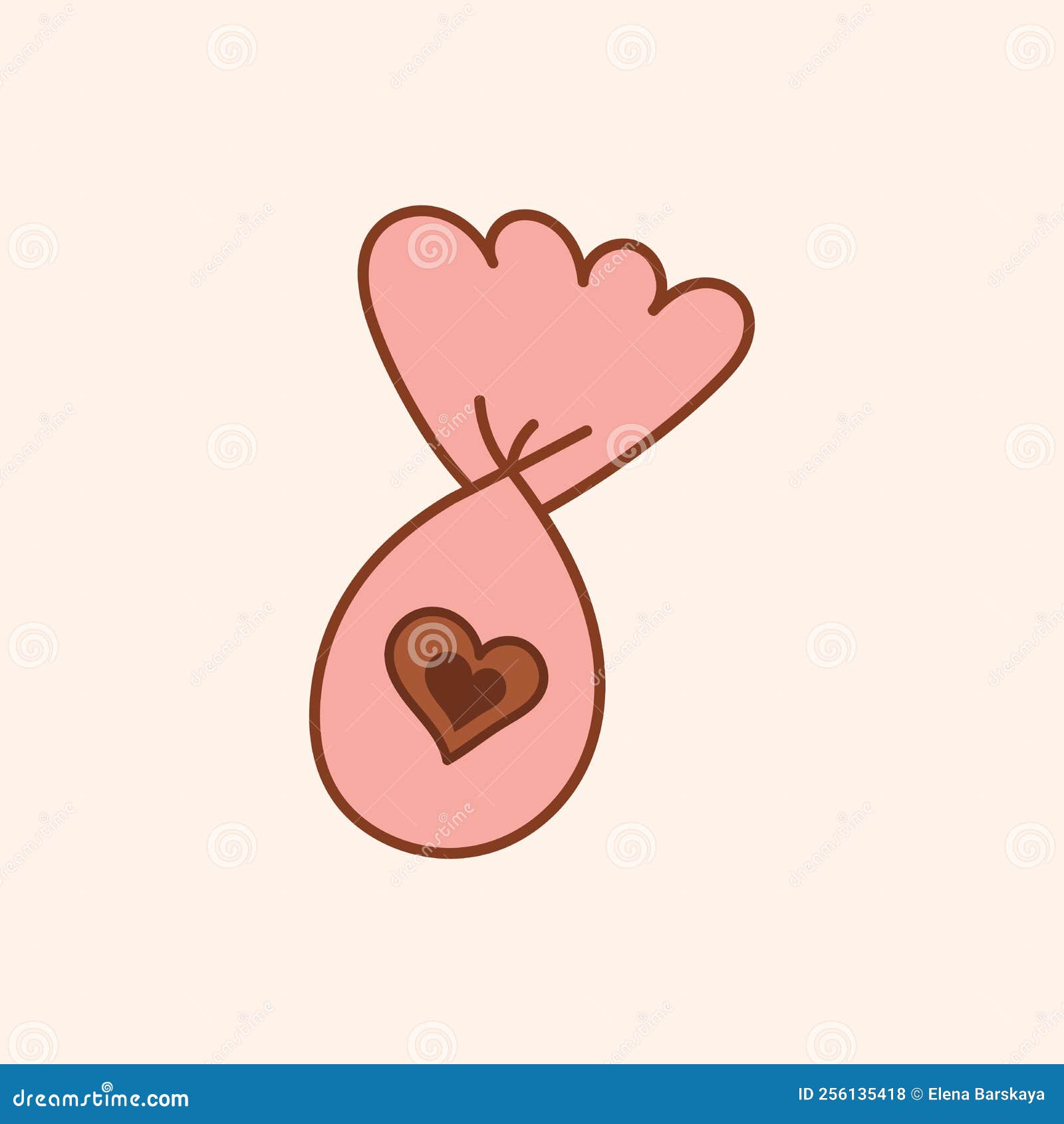 Chocolate Candy with Heart in Pink Wrapper Stock Vector - Illustration ...