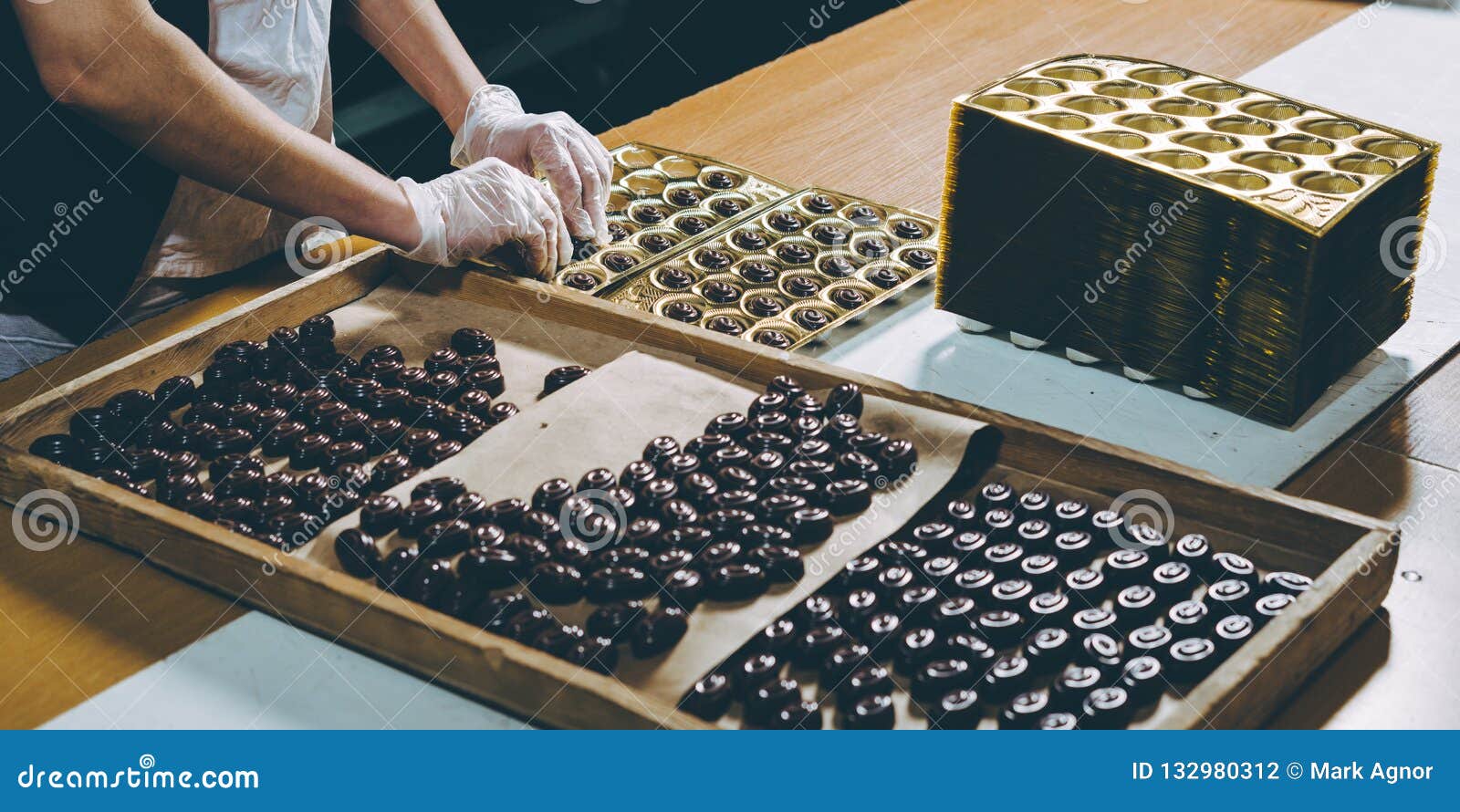 Chocolate candy making stock photo. Image of small, traditional - 132980312