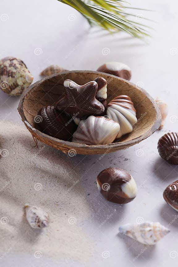 Chocolate Candy Shell Shape Stock Image - Image of mixed, shell: 193258227