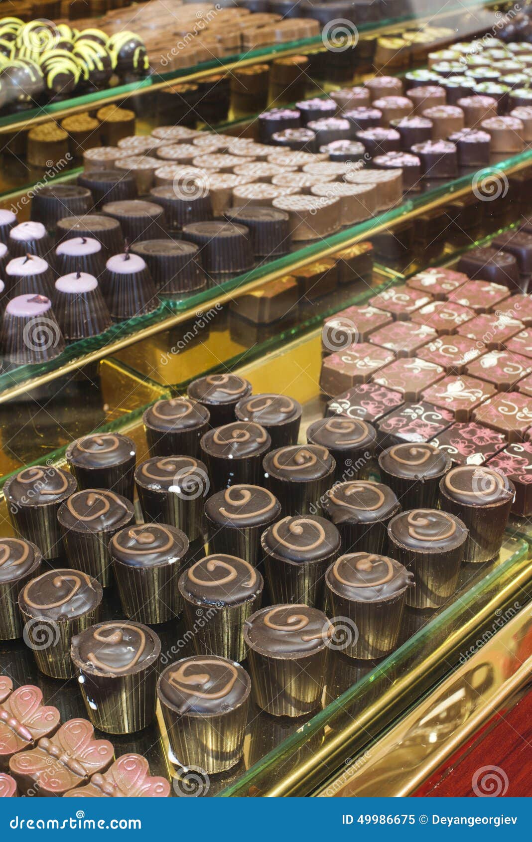 Chocolate Candy in a Store Window Stock Image - Image of cream, bakery ...