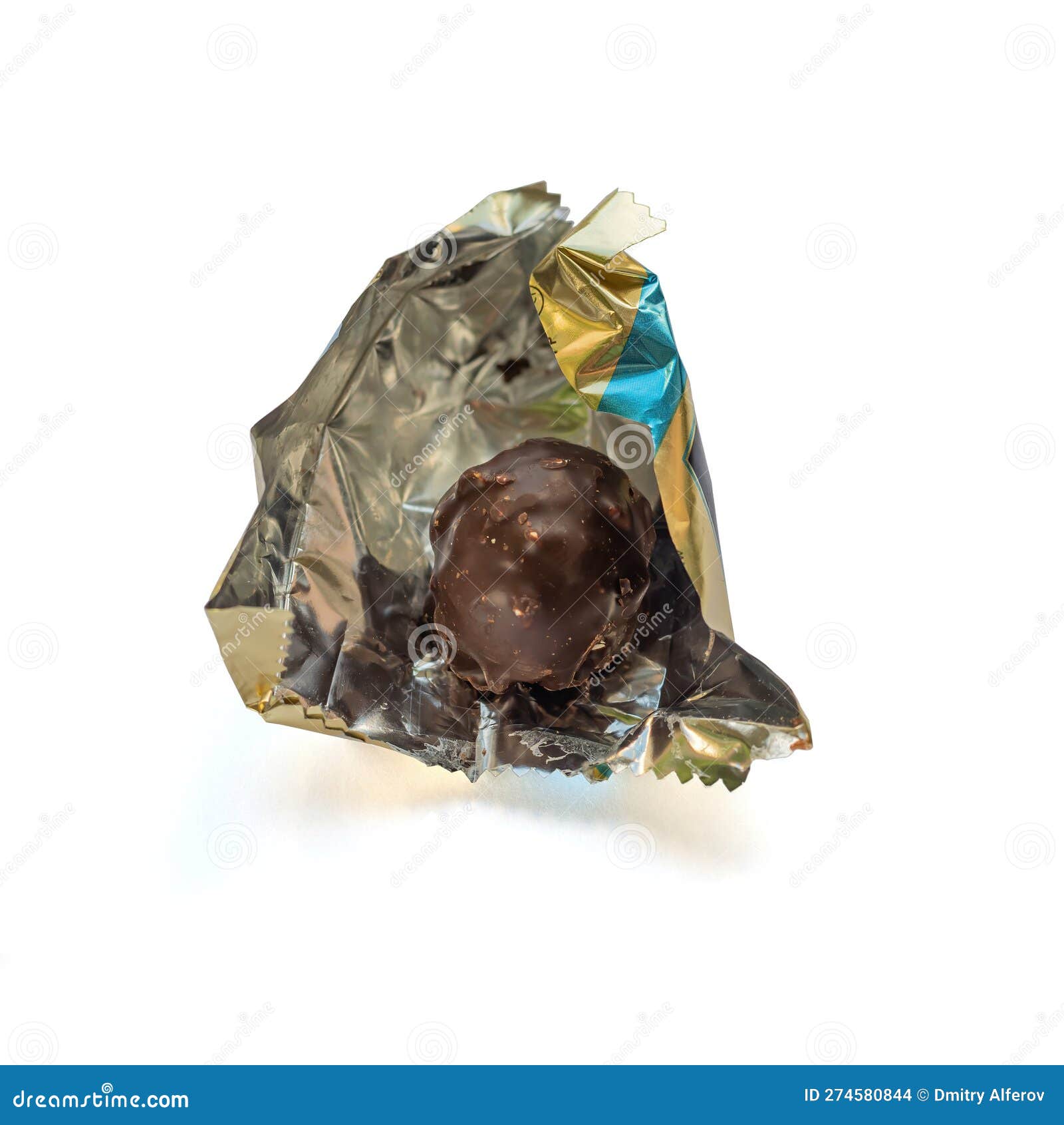 Chocolate Candy Unwrapped in a Shiny Wrapper. Stock Photo - Image of ...