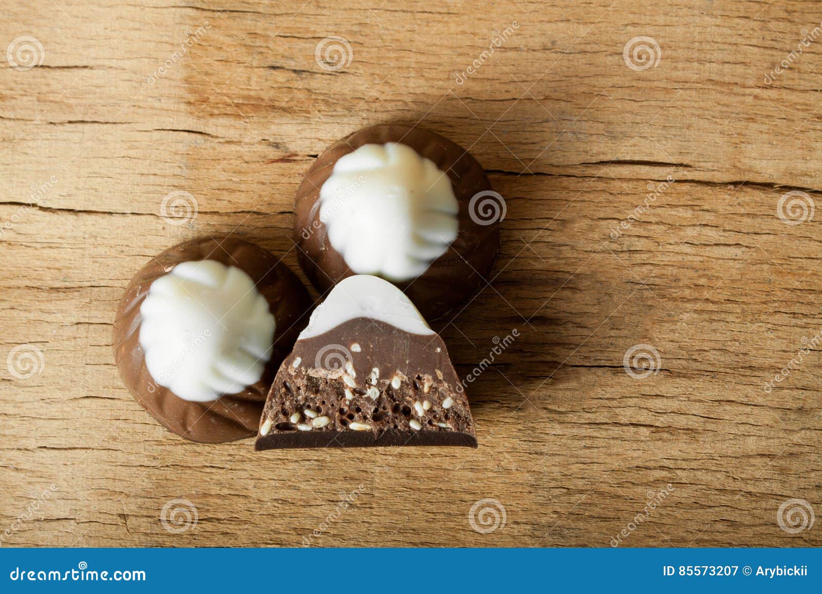 Chocolate Candy on Wood Desk Stock Image - Image of truffle, treat ...