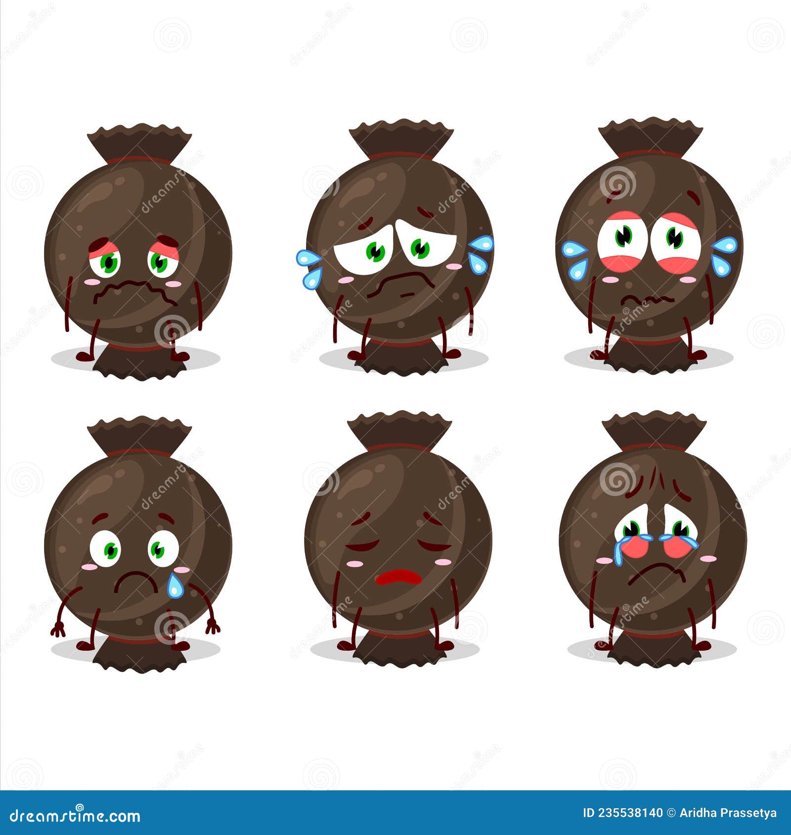 Chocolate Candy Wrap Cartoon Character with Sad Expression Stock Vector ...