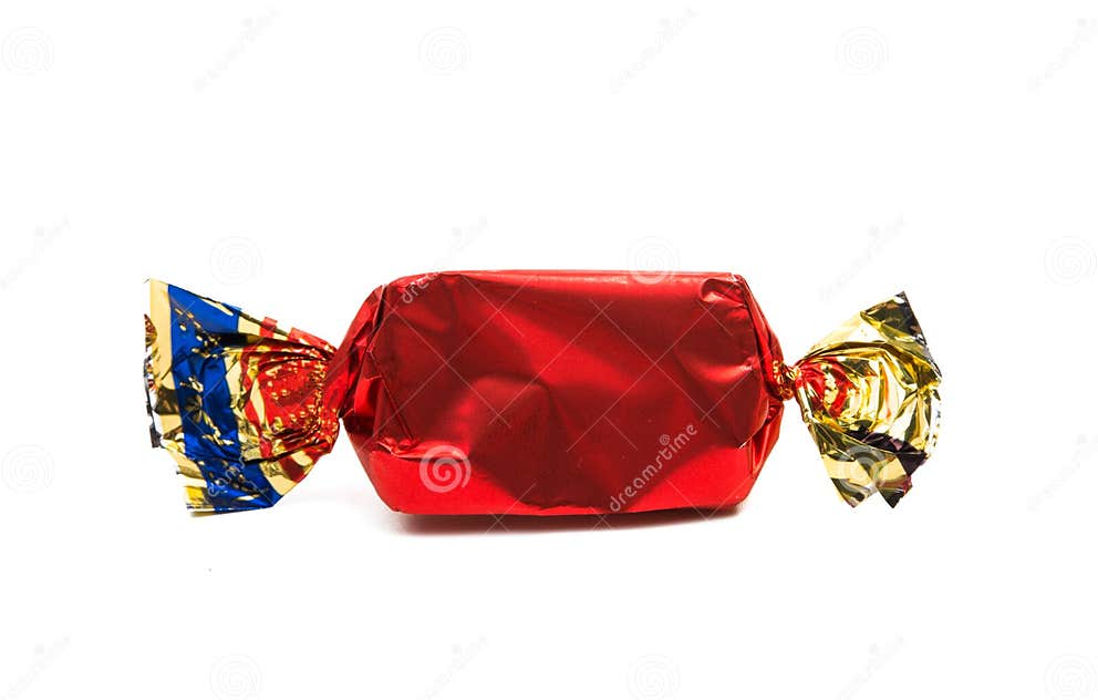 Chocolate candy in wrapper stock image. Image of snack - 124265839