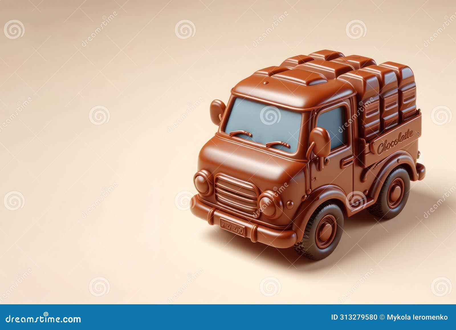 Chocolate Car on a Light Background. Space for Text. Stock Illustration ...