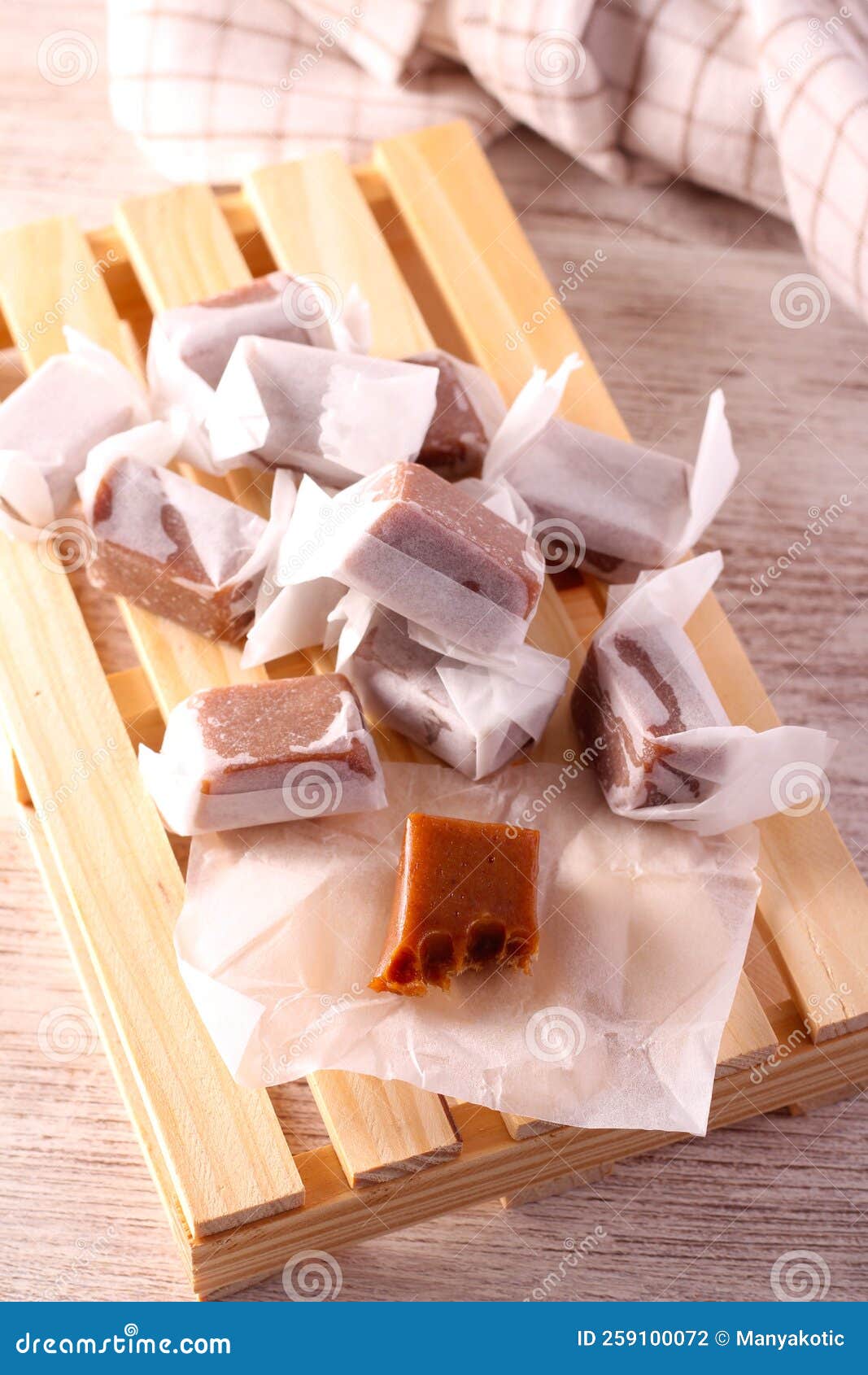 Chocolate caramel candies stock photo. Image of treat - 259100072