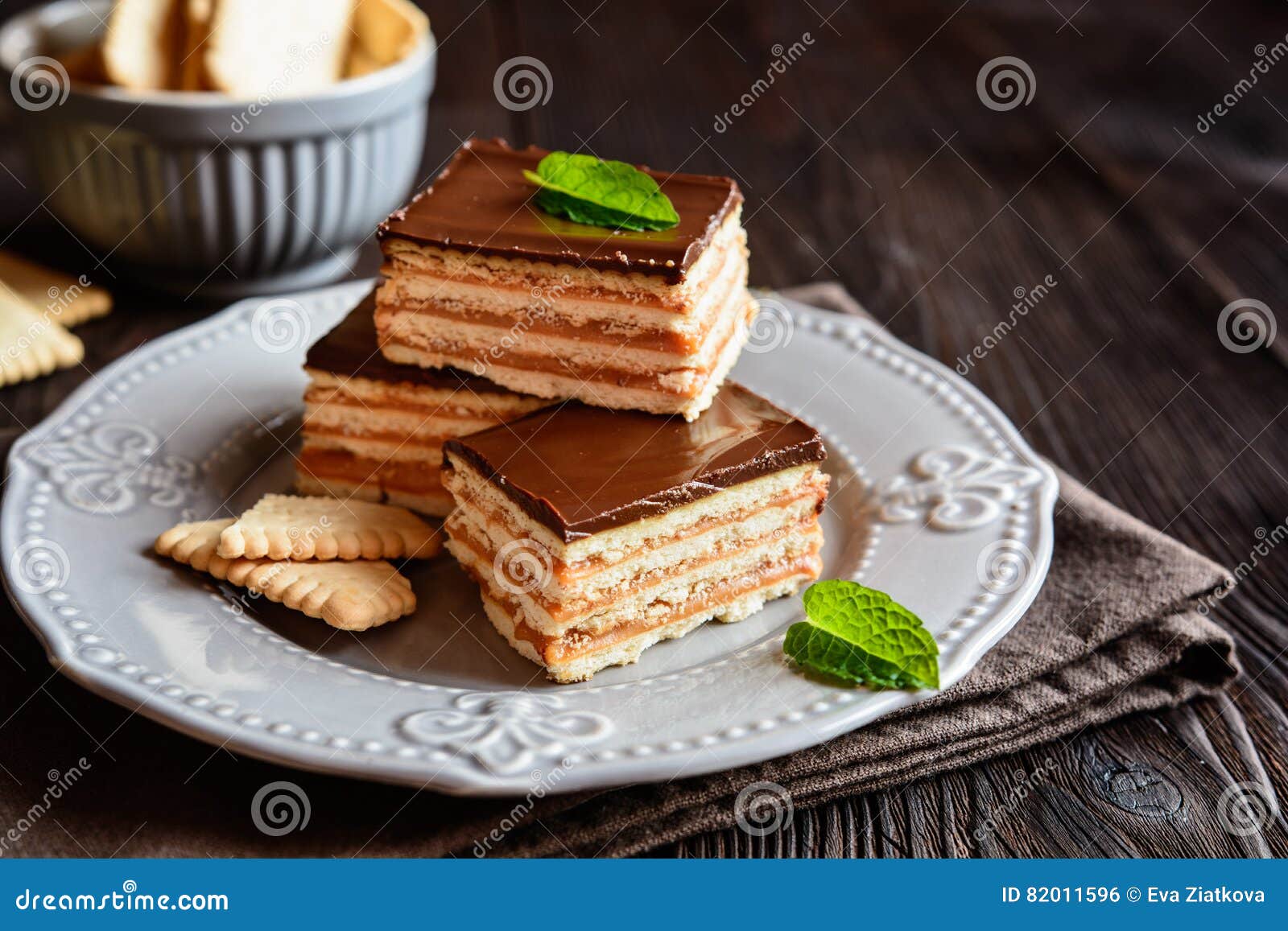 Chocolate Caramel Cracker Bars Stock Photo - Image of holiday ...
