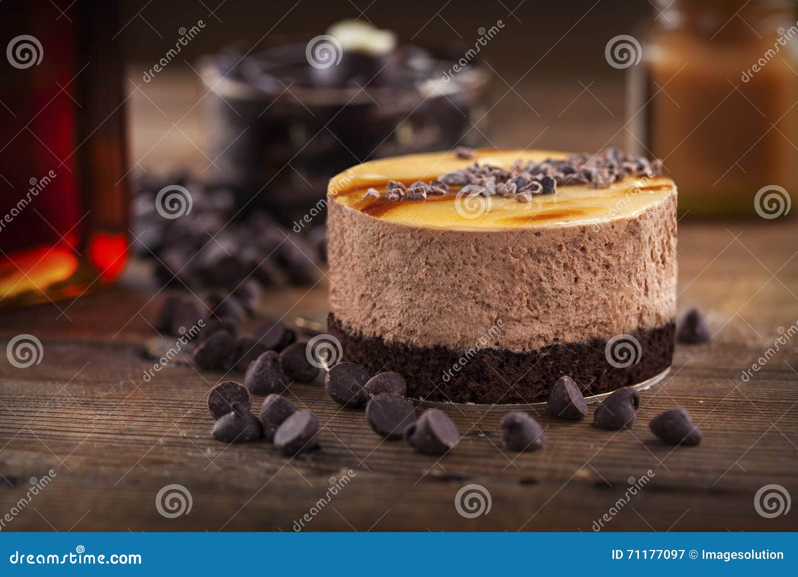 Chocolate,caramel Mousse Cake Stock Image - Image of slice, snack: 71177097