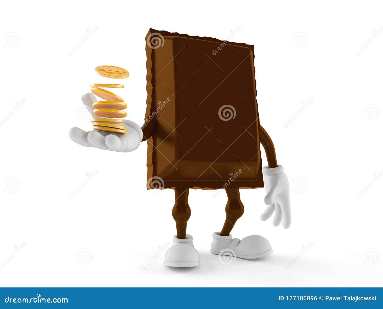 Chocolate Character with Stack of Coins Stock Illustration ...