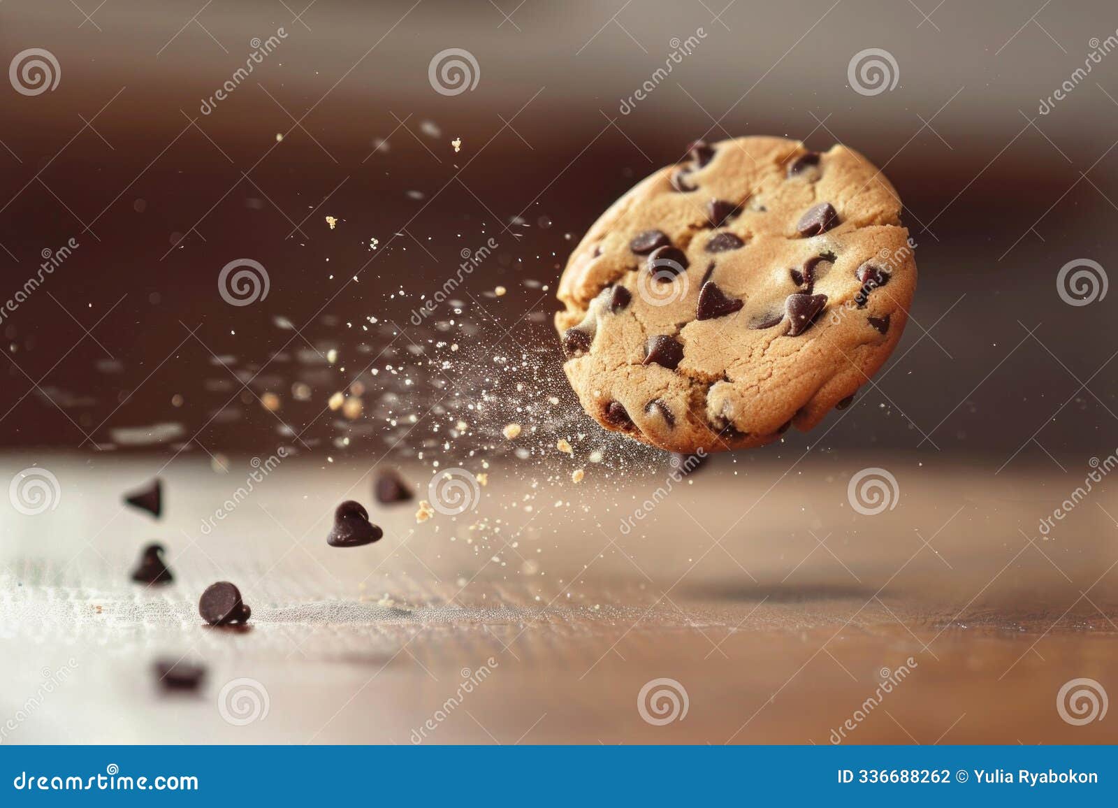 Chocolate Chip Cookie Crumbling and Exploding in Slow Motion Stock ...