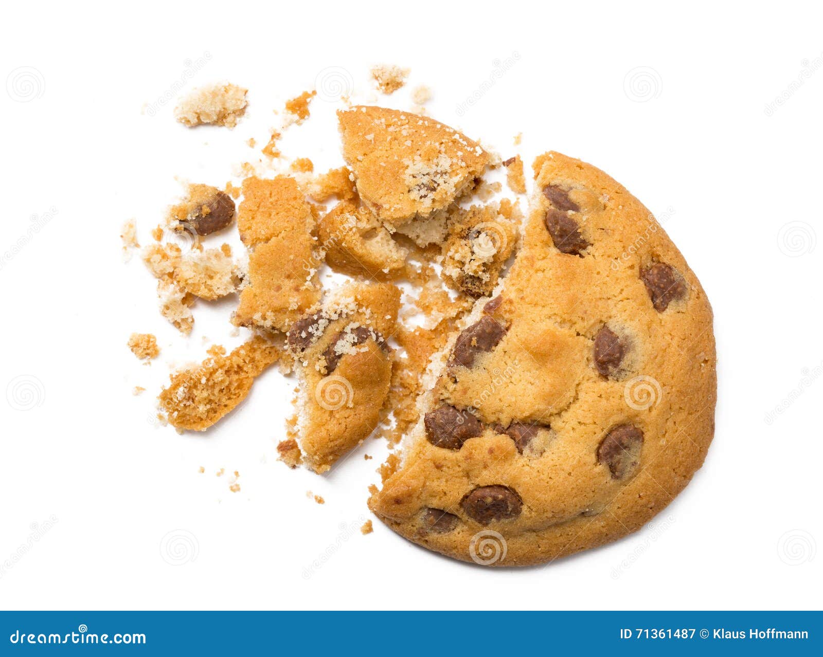Chocolate Chip Cookie with Crumbs. Stock Image - Image of form ...