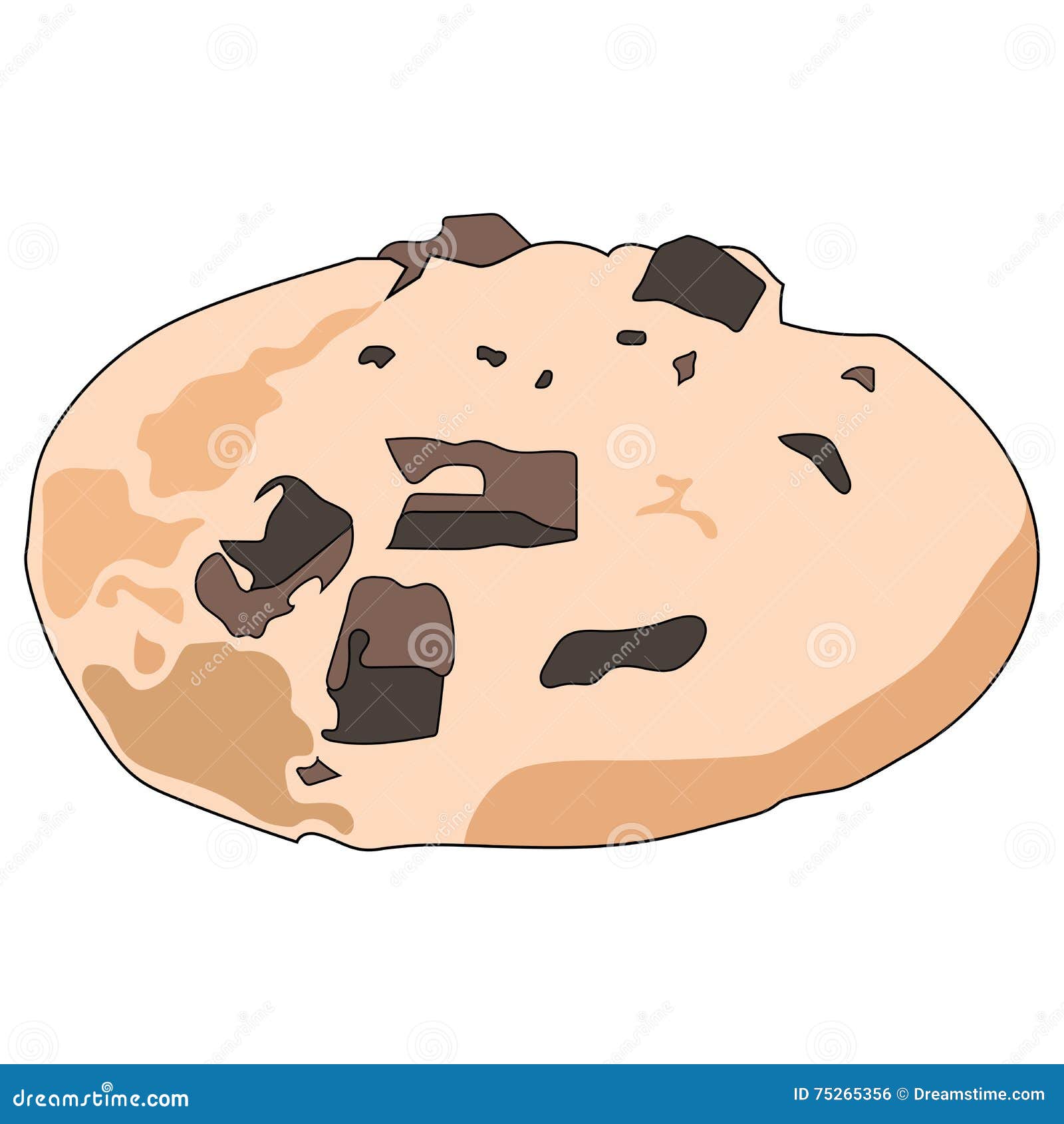 Chocolate chip cookie stock vector. Illustration of sugar - 75265356