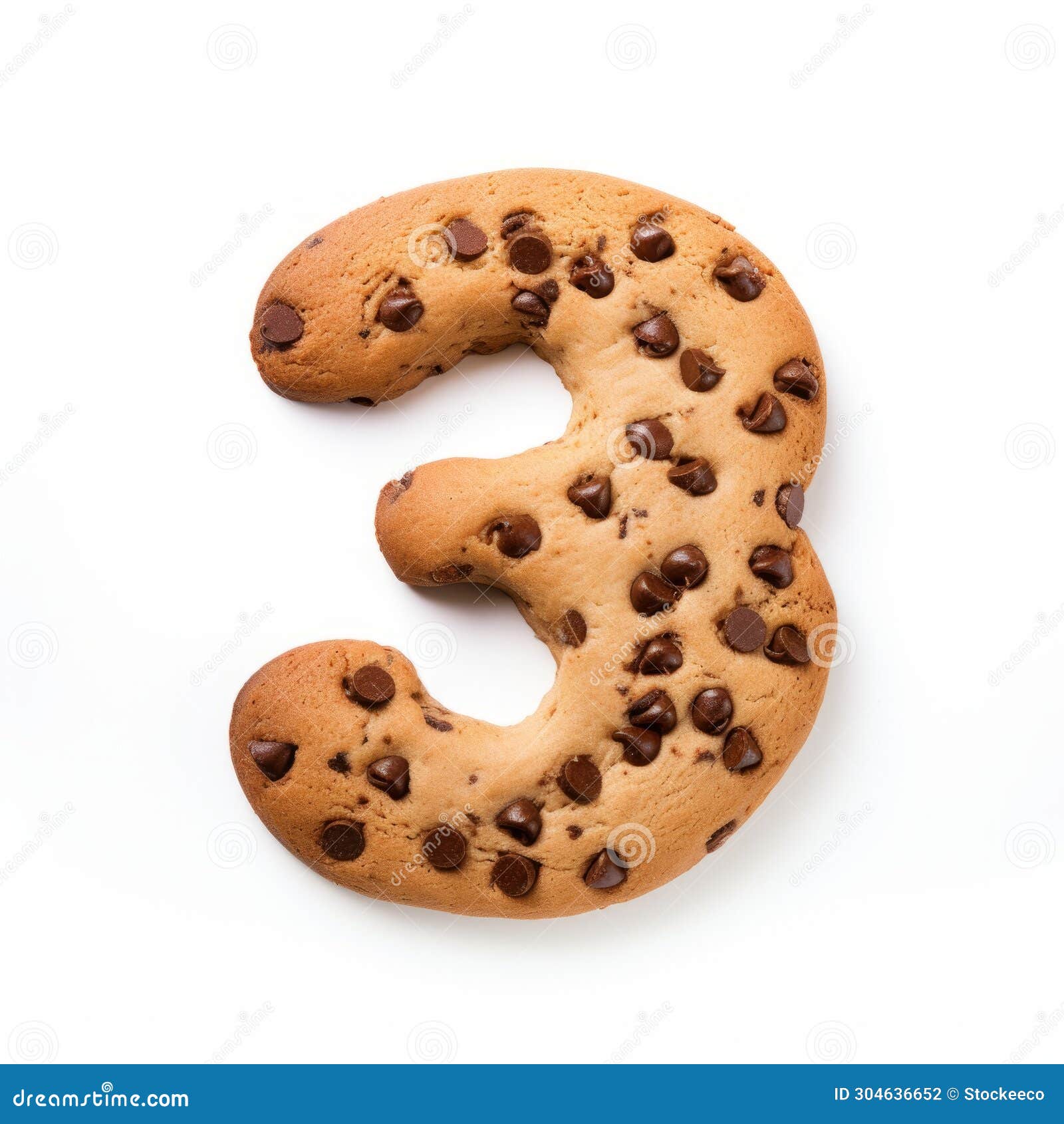 Delicate Hyperrealist Chocolate Chip Cookie in the Shape of Number ...