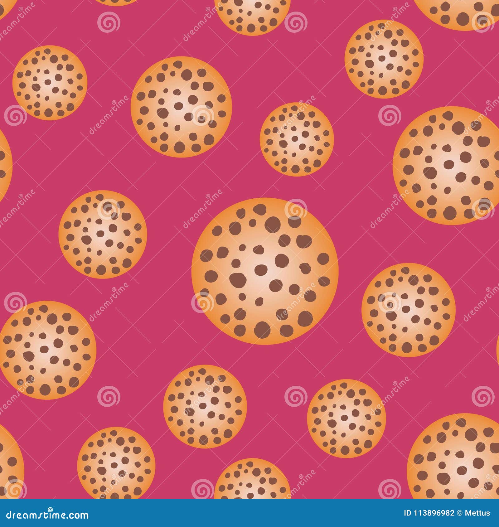 Chocolate Chip Cookie on Pink Background Seamless Stock Illustration ...
