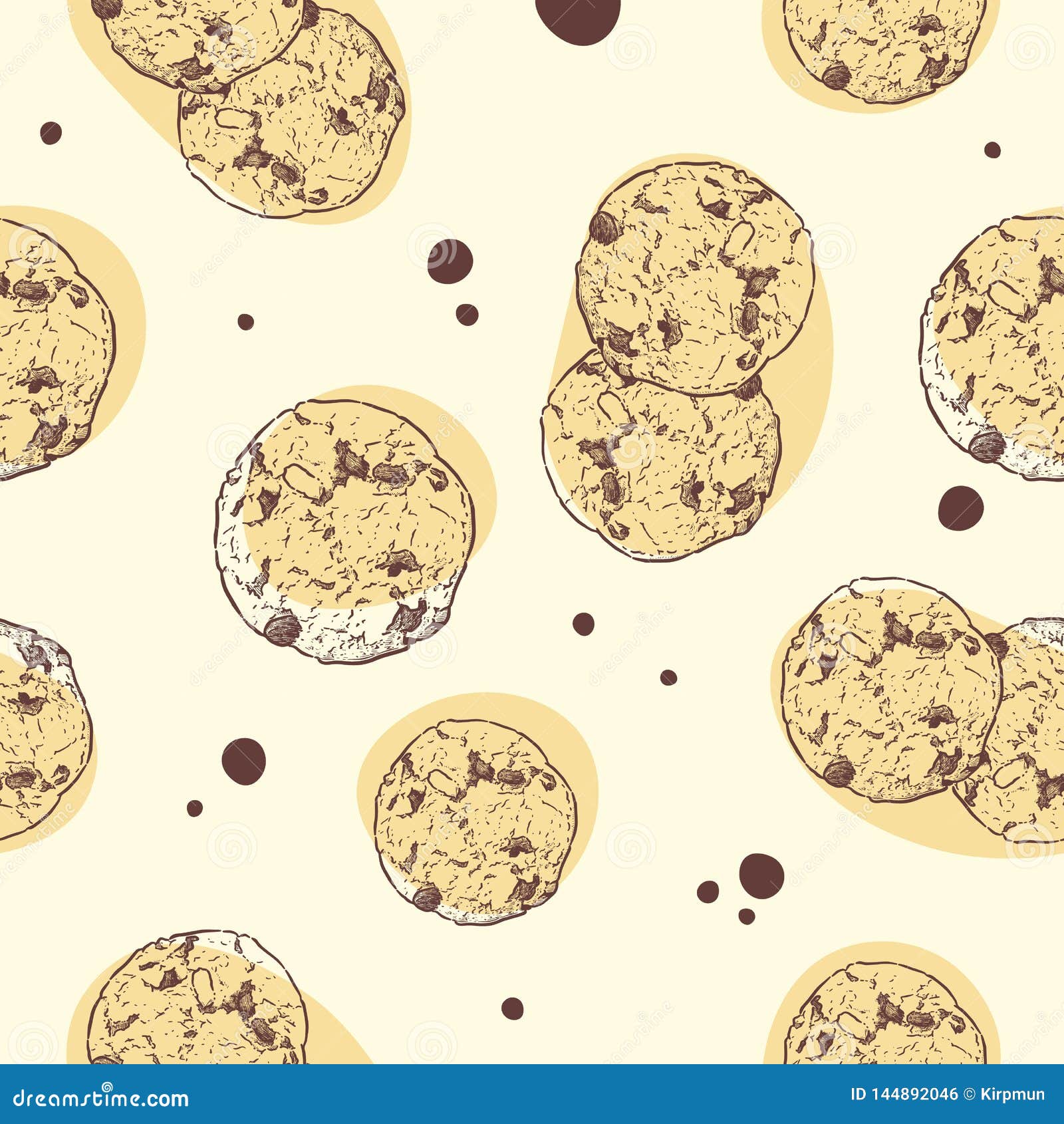 Chocolate Chip Cookie, Seamless Pattern Vector Stock Vector ...