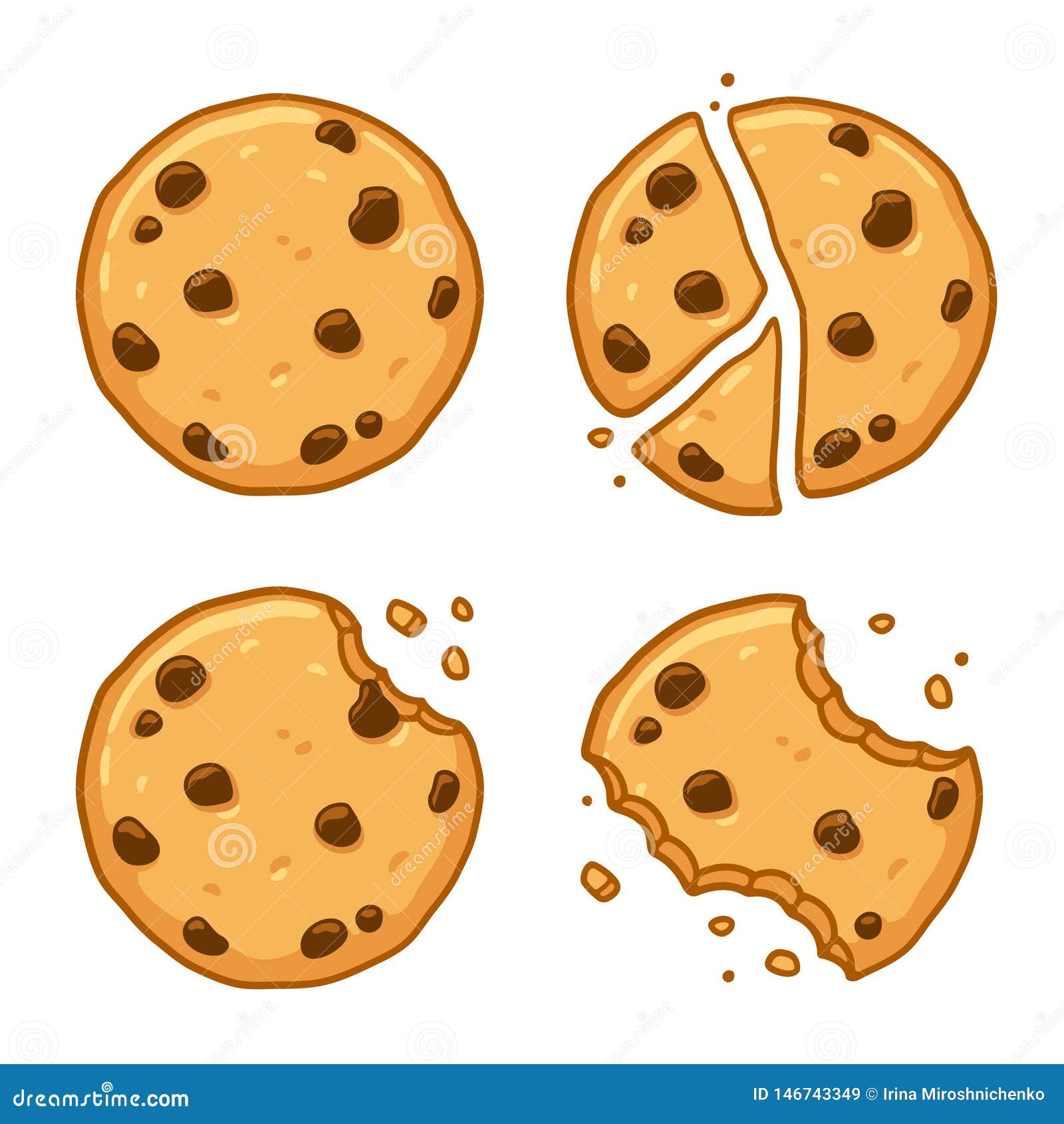 Chocolate chip cookie set stock vector. Illustration of clip - 146743349 Chocolate chip cookie set stock vector. Illustration of clip - 146743349