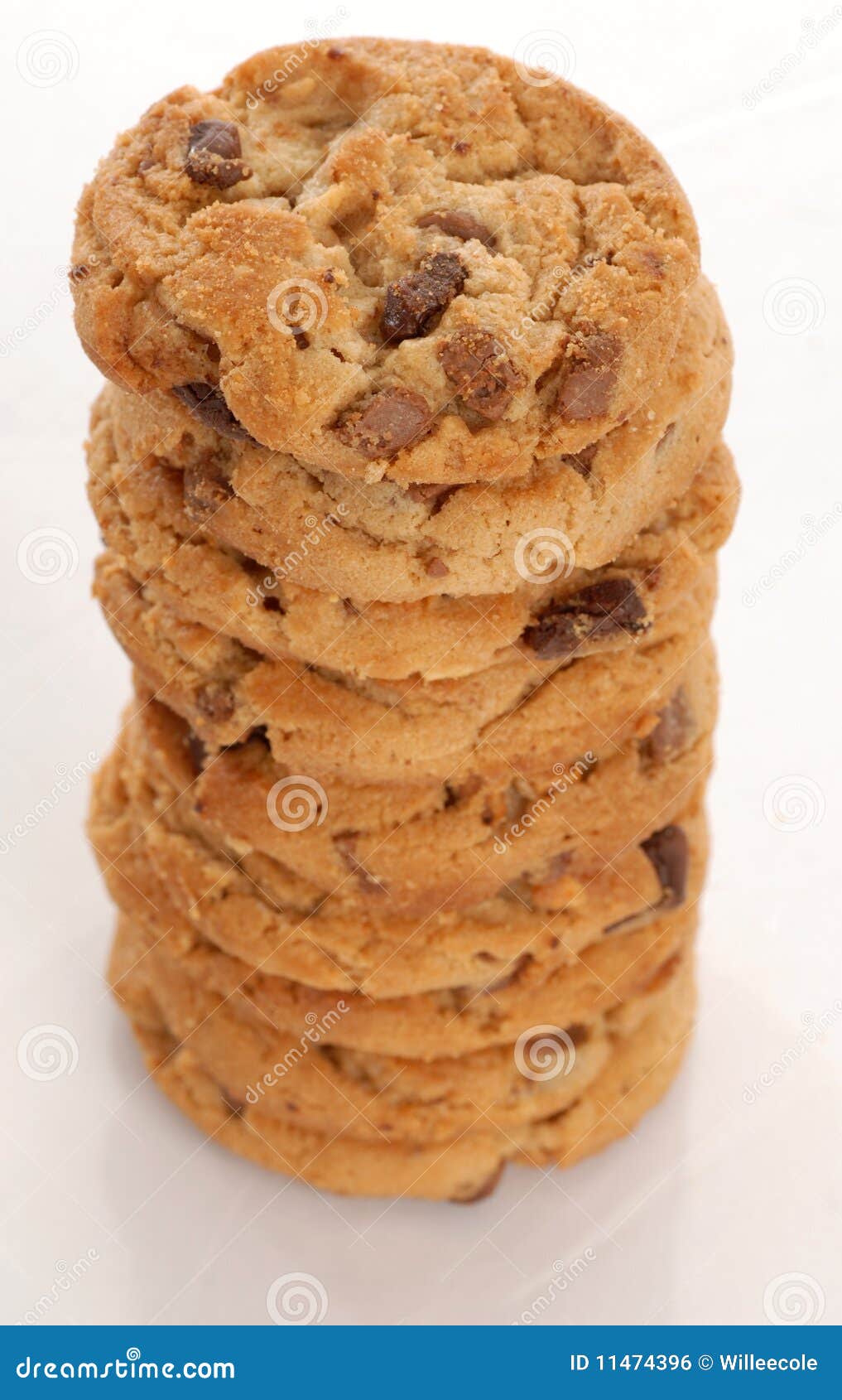 Chocolate Chip Cookie Stack Stock Photo - Image of fattening, tasty ...