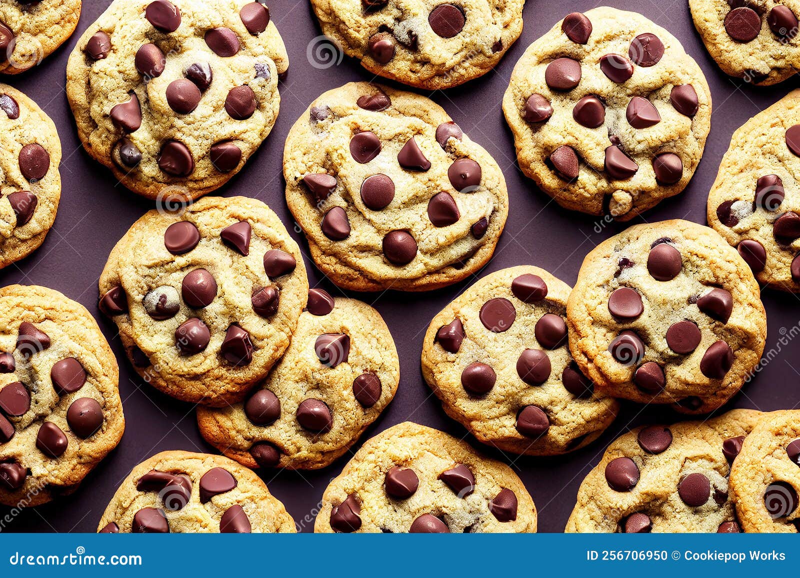 Chocolate Chip Cookie Stacks on a Smooth Surface Stock Photo - Image of ...