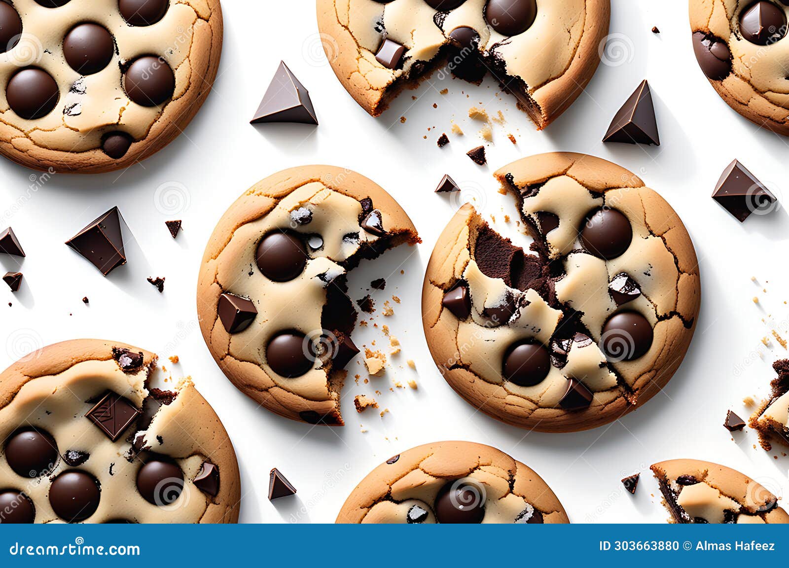 Chocolate Chip Cookie Undergoing Stages of Being Devoured - Sequential ...