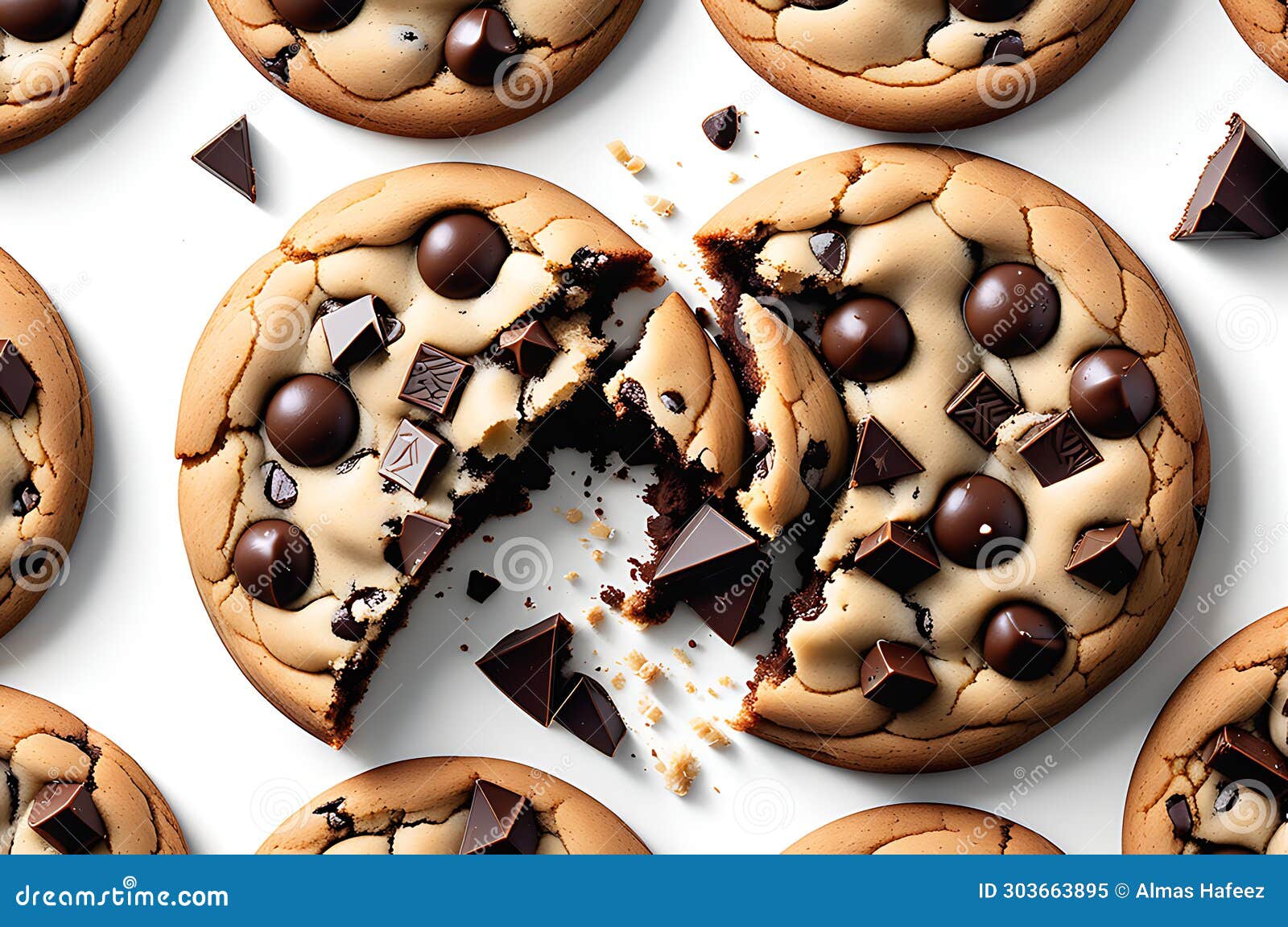 Chocolate Chip Cookie Undergoing Stages of Being Devoured - Sequential ...