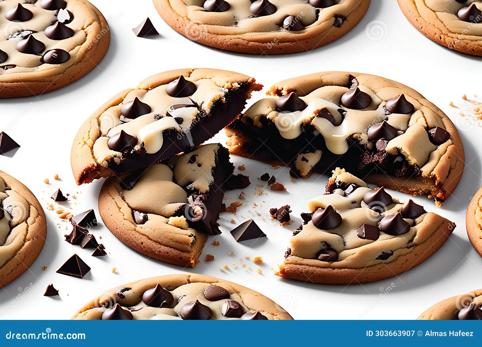 Chocolate Chip Cookie Undergoing Stages of Being Devoured - Sequential ...