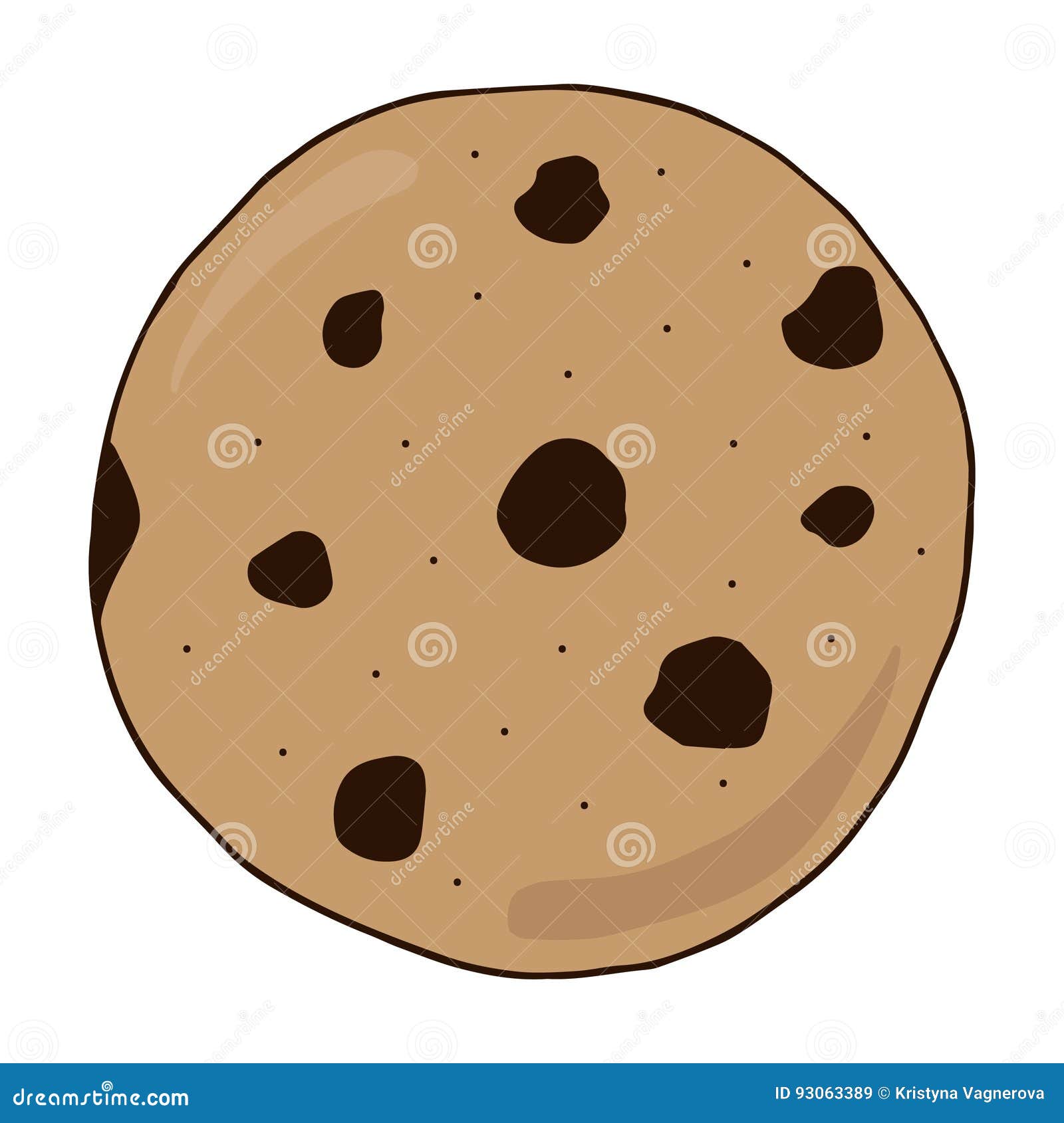 Chocolate chip cookie stock vector. Illustration of hand - 93063389