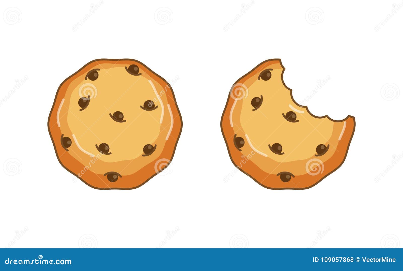 Chocolate Chip Cookie Vector Illustration Stock Vector - Illustration ...