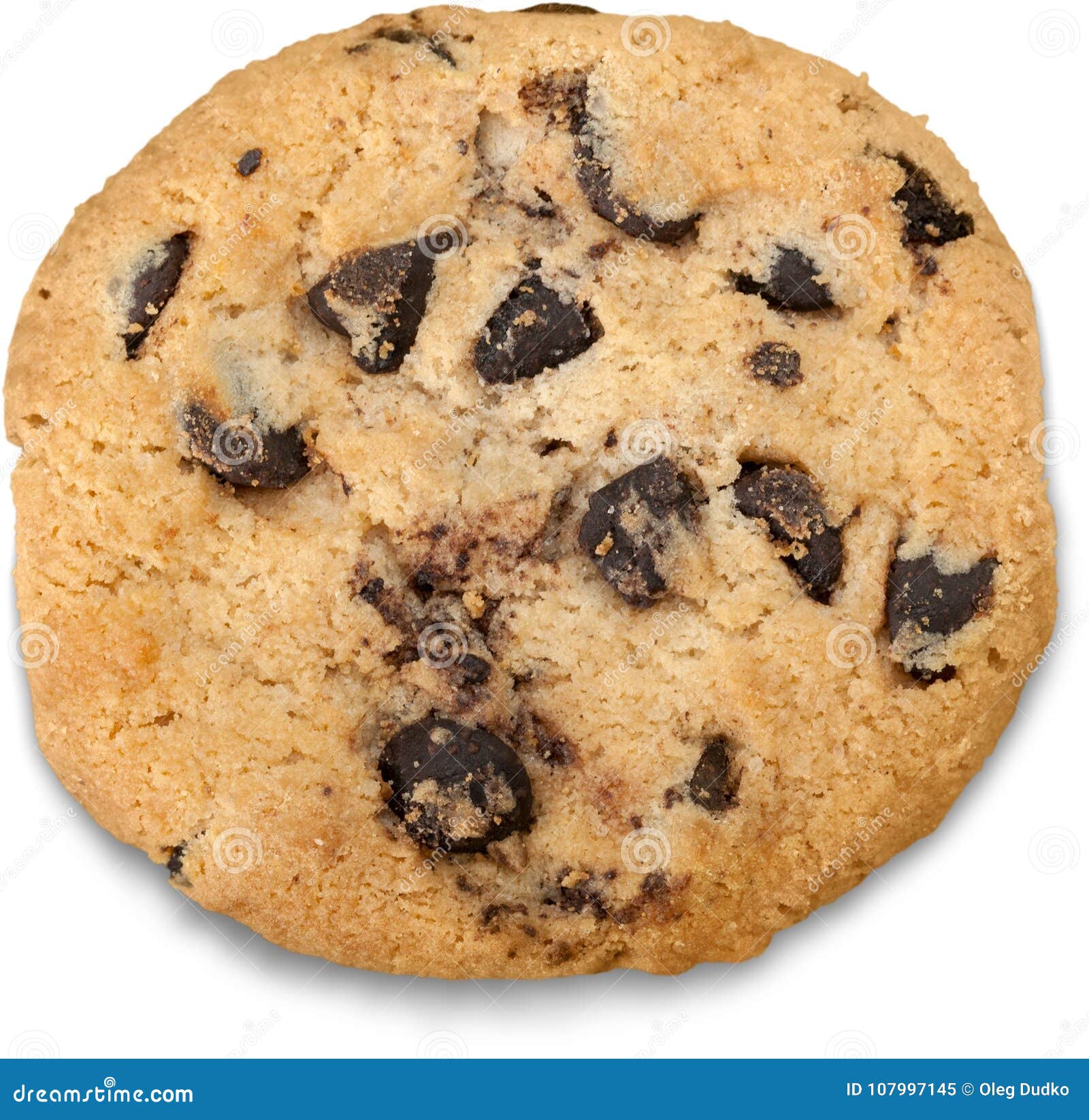 Chocolate Chip Cookie on White Background Stock Image - Image of ...