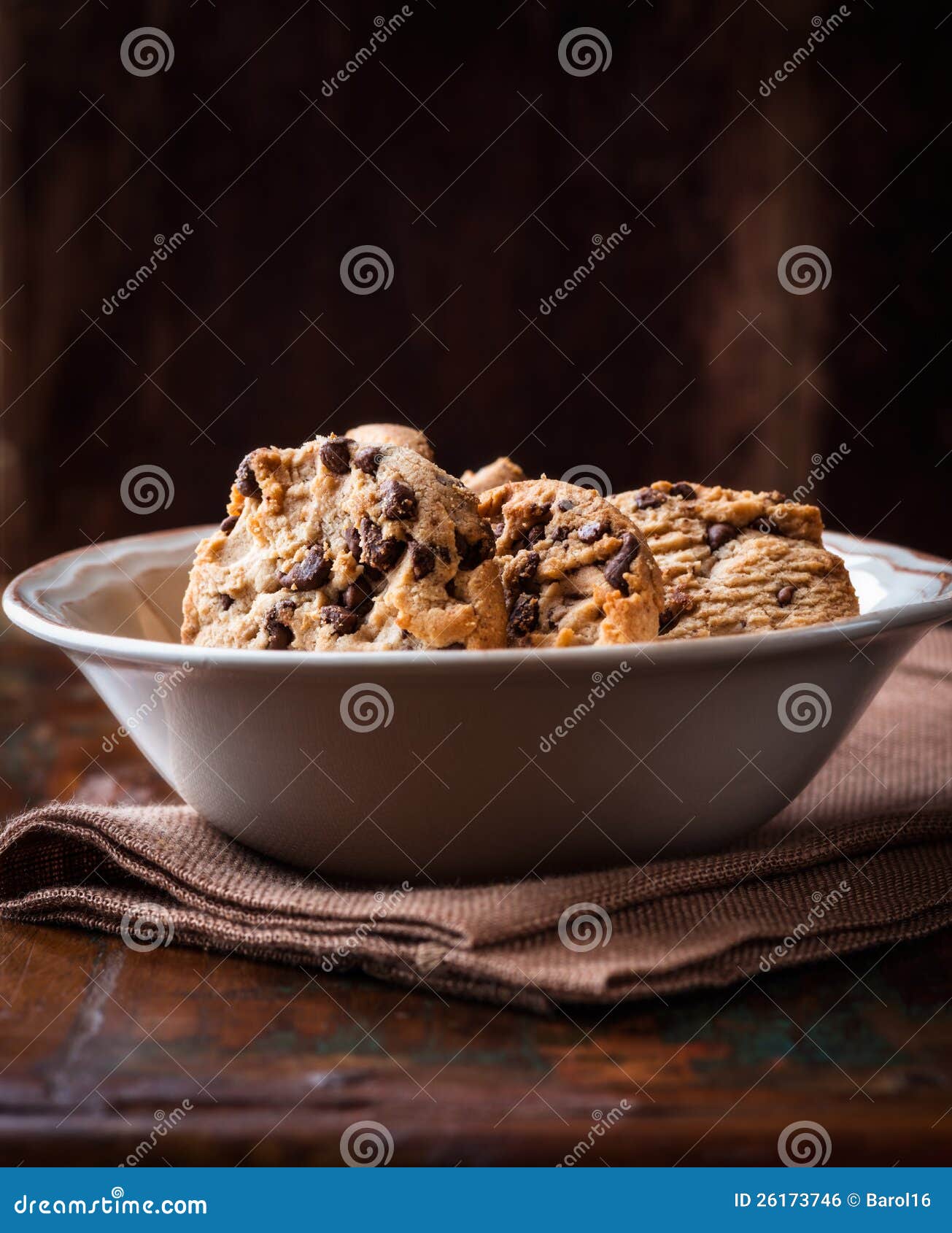 Chocolate Chip Cookies in a Bowl Stock Photo - Image of food, delicious ...