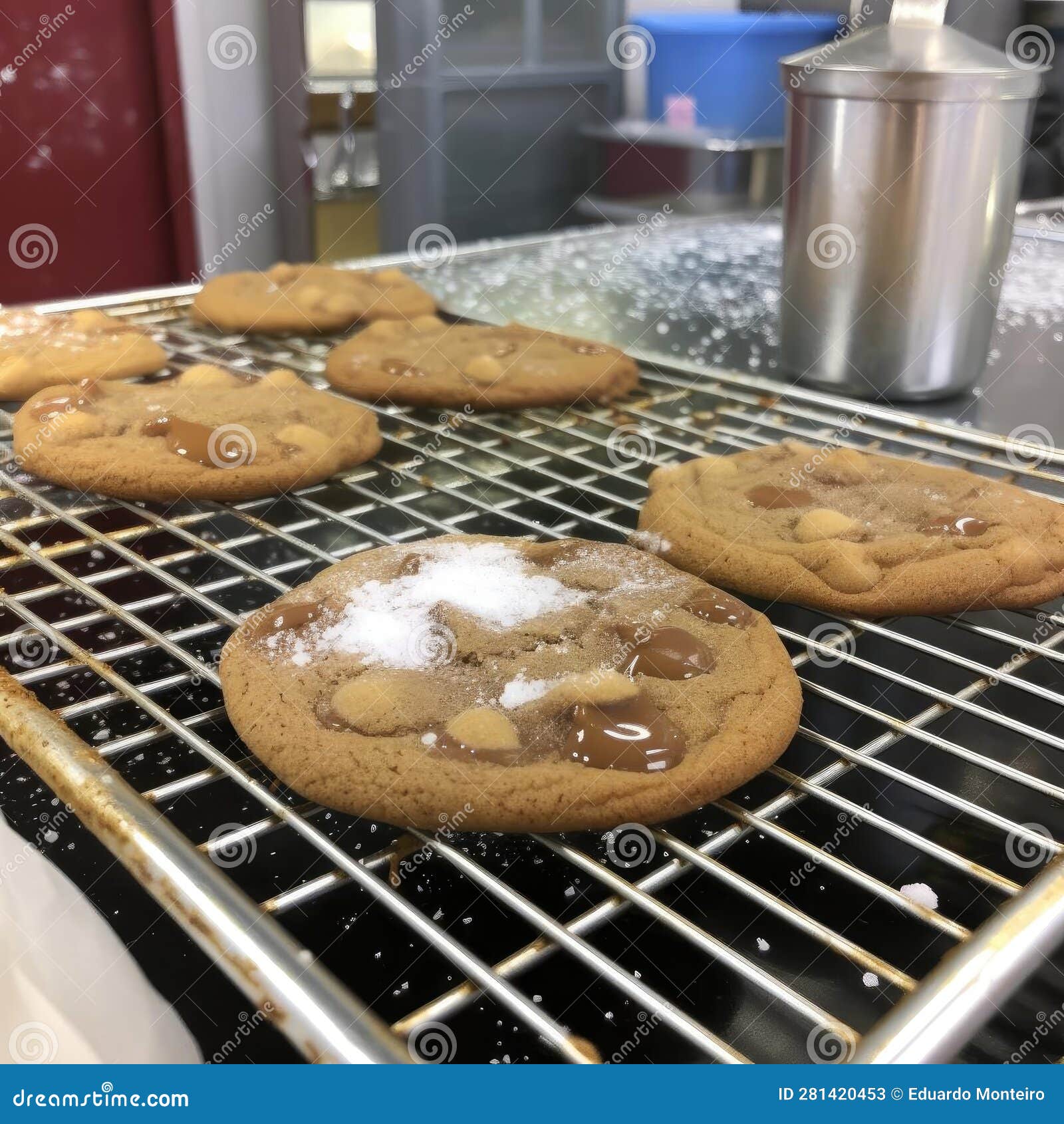 Chocolate Chip Cookies on a Cooling Rack in a Bakery Shop Stock Image ...