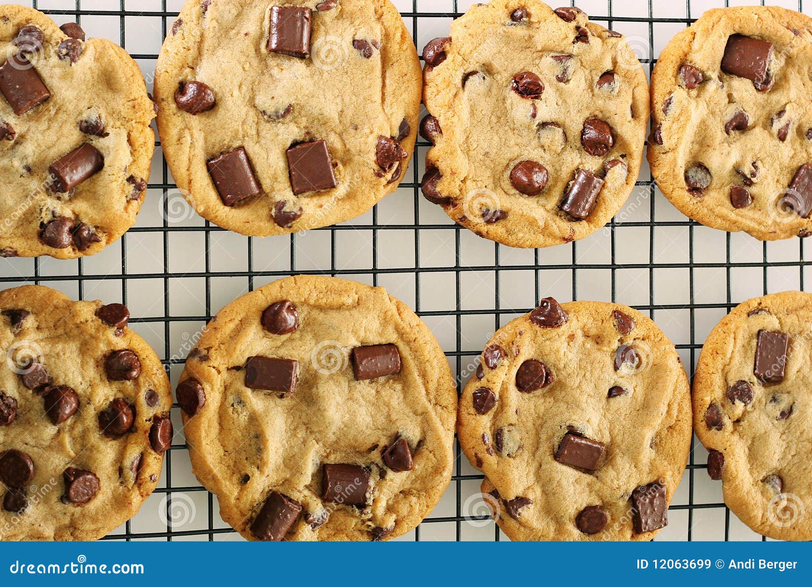 Chocolate Chip Cookies on Cooling Rack Upclose Stock Image - Image of ...