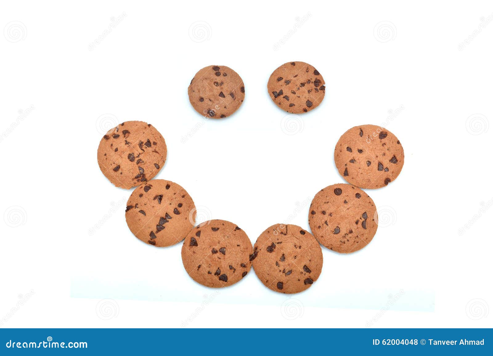 Chocolate Chip Cookies Making Smile Face Stock Photo - Image of food ...