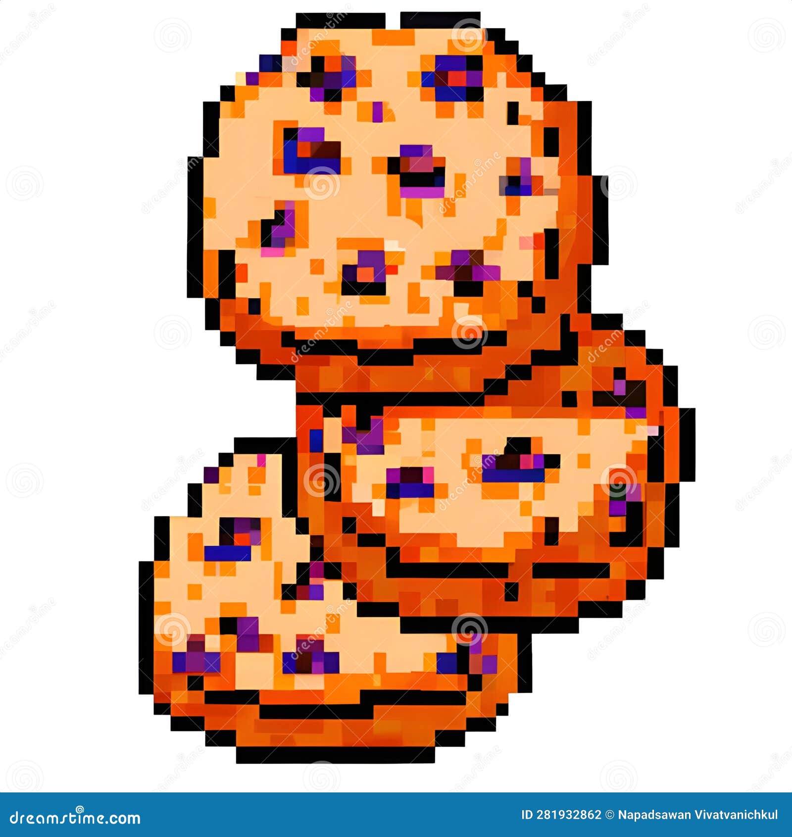 Chocolate Chip Cookies Pixel Art. Generative AI. Stock Illustration ...