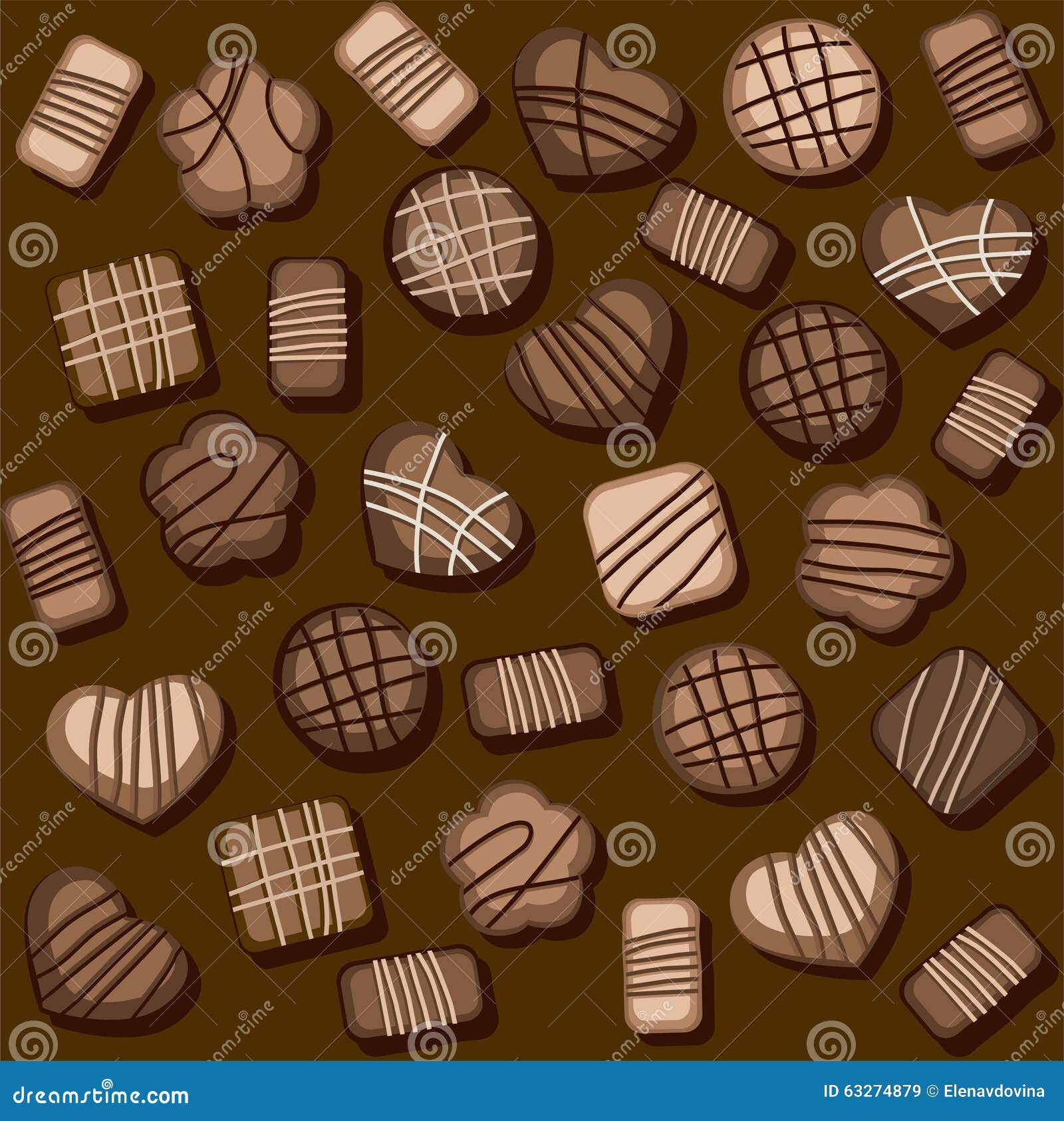 Chocolate Chip Cookies, Seamless Pattern, Color. Stock Vector ...