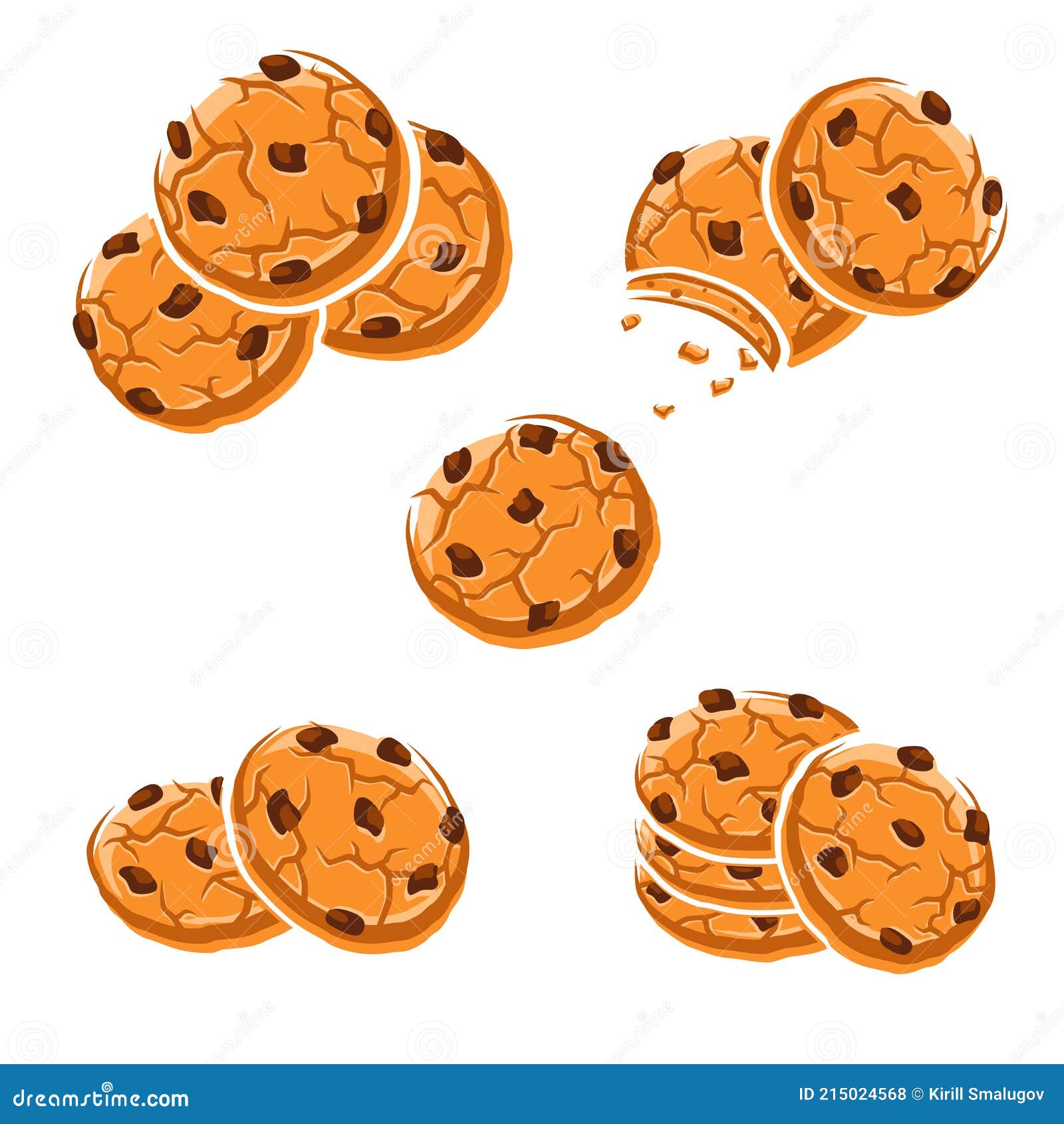 Chocolate Chip Cookies Set. Collection Icon Chocolate Chip Cookies ...