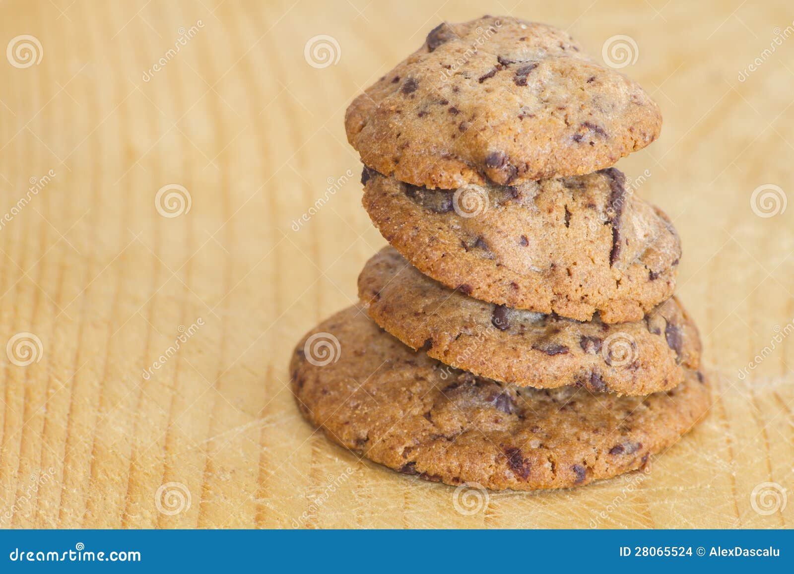 Chocolate Chip Cookies Stacked Stock Photo - Image of cookies, chips ...