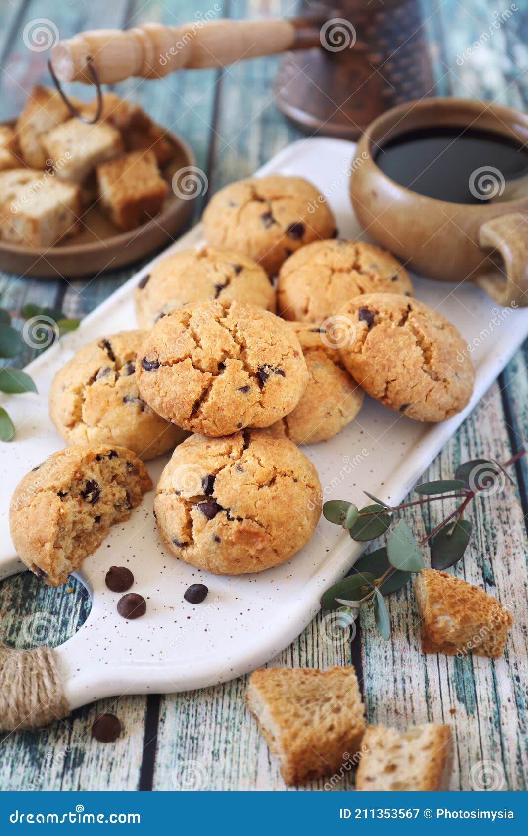 Chocolate Chip Cookies from Stale Bread and Coffee Stock Image - Image ...