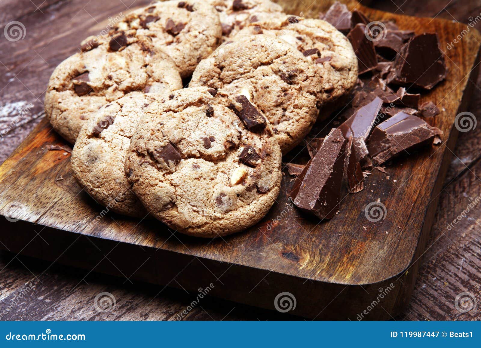 Chocolate Chip Cookies on Table Freshly Baked Stock Image - Image of ...