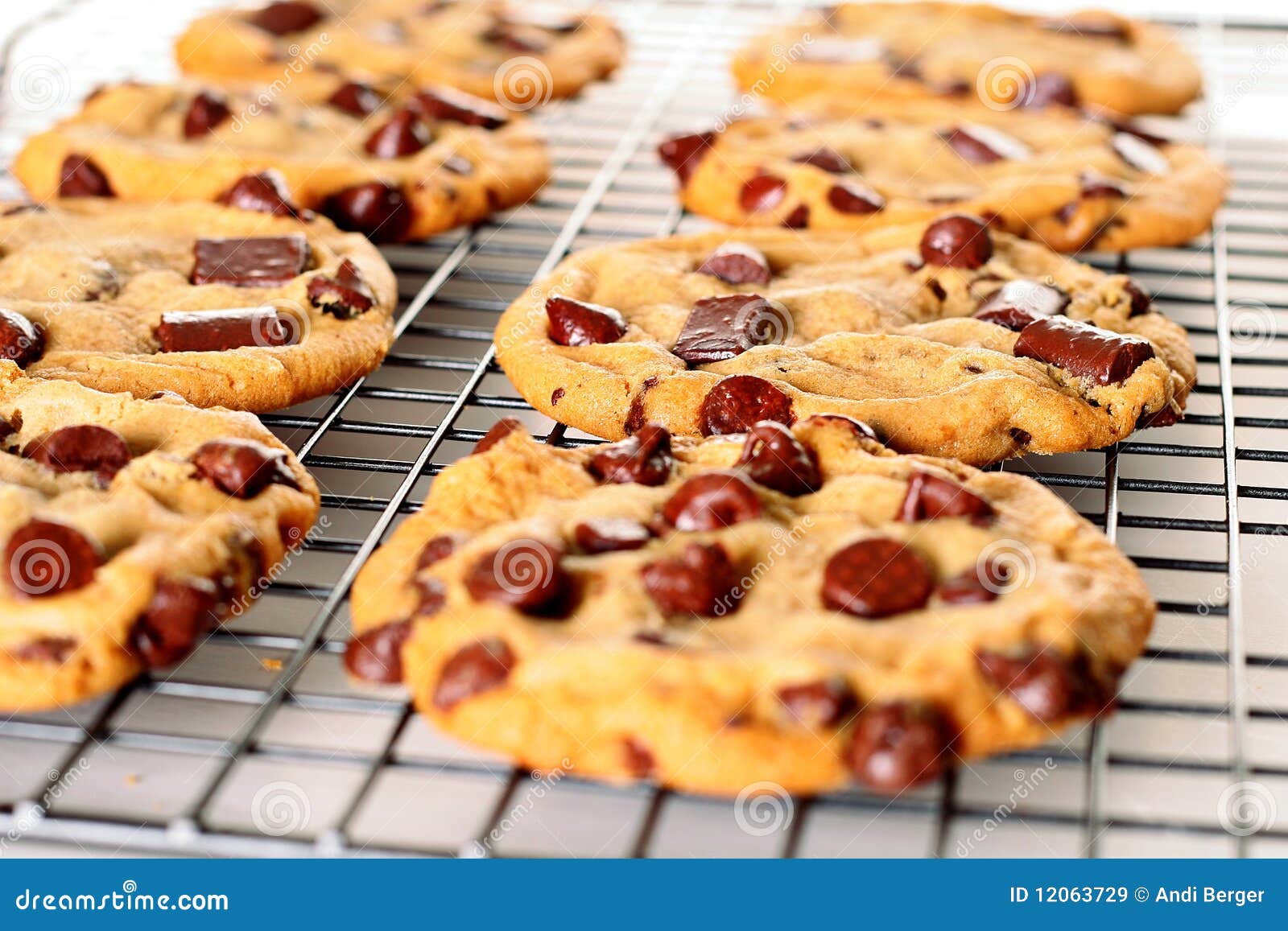 Chocolate Chip Double Chunk Cookies on Rack Stock Image - Image of cake ...