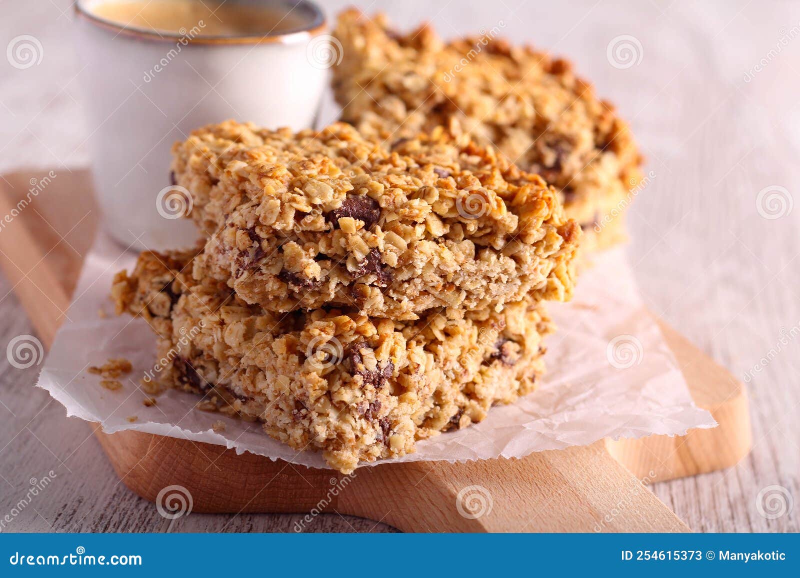Chocolate chip flapjack stock image. Image of breakfast - 254615373