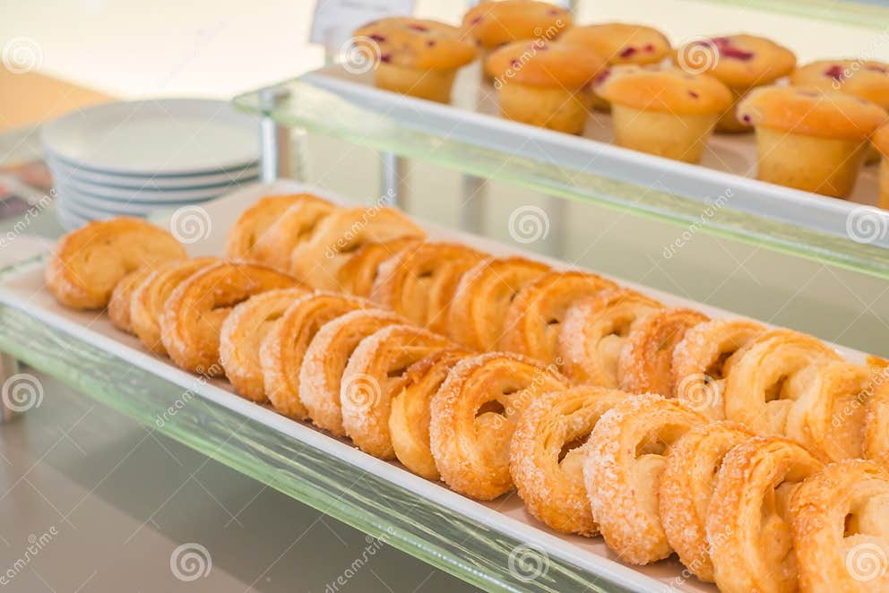 Chocolate Chip Muffins on Table in Buffet . Stock Photo - Image of ...