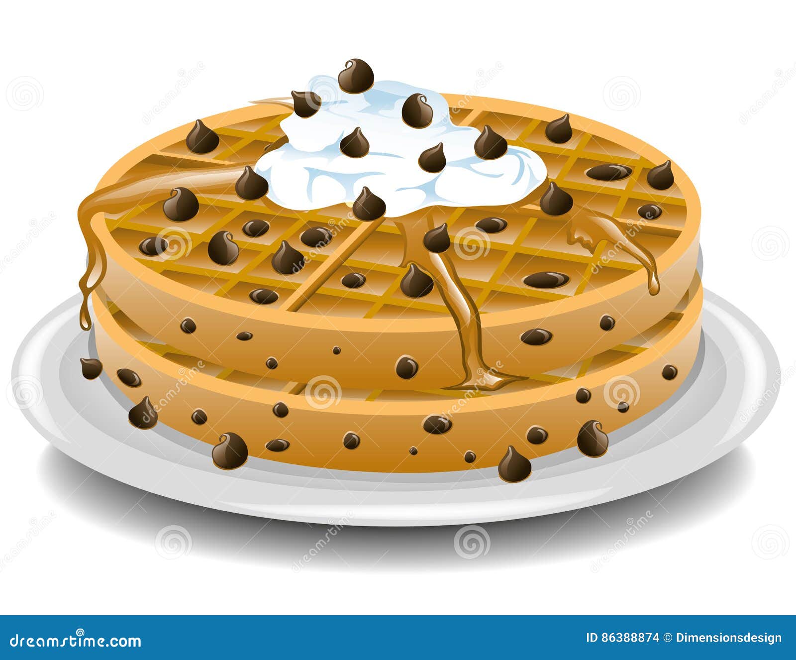 Chocolate chip waffles stock vector. Illustration of waffles - 86388874