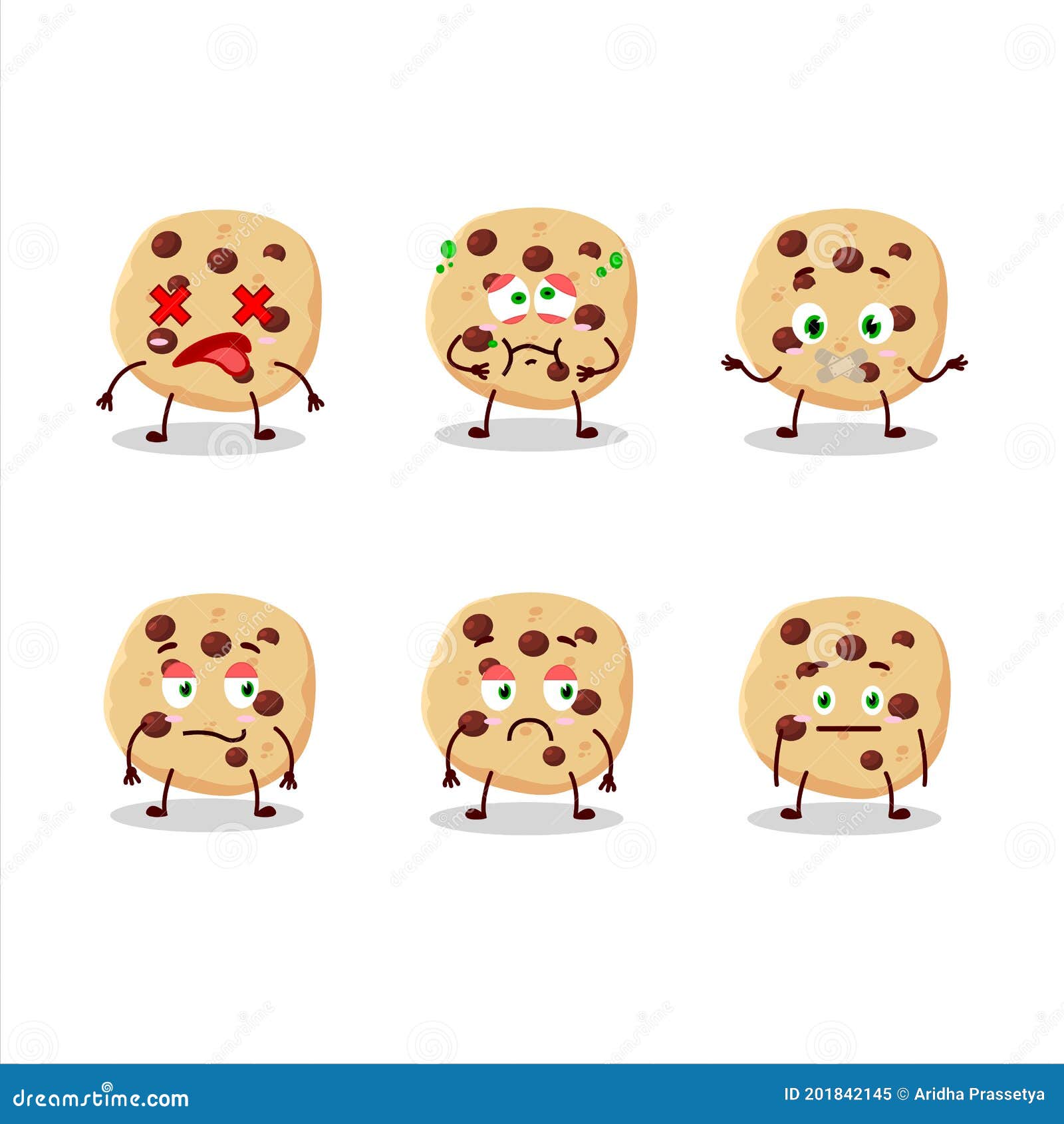 Chocolate Chips Cartoon Character with Nope Expression Stock Vector ...