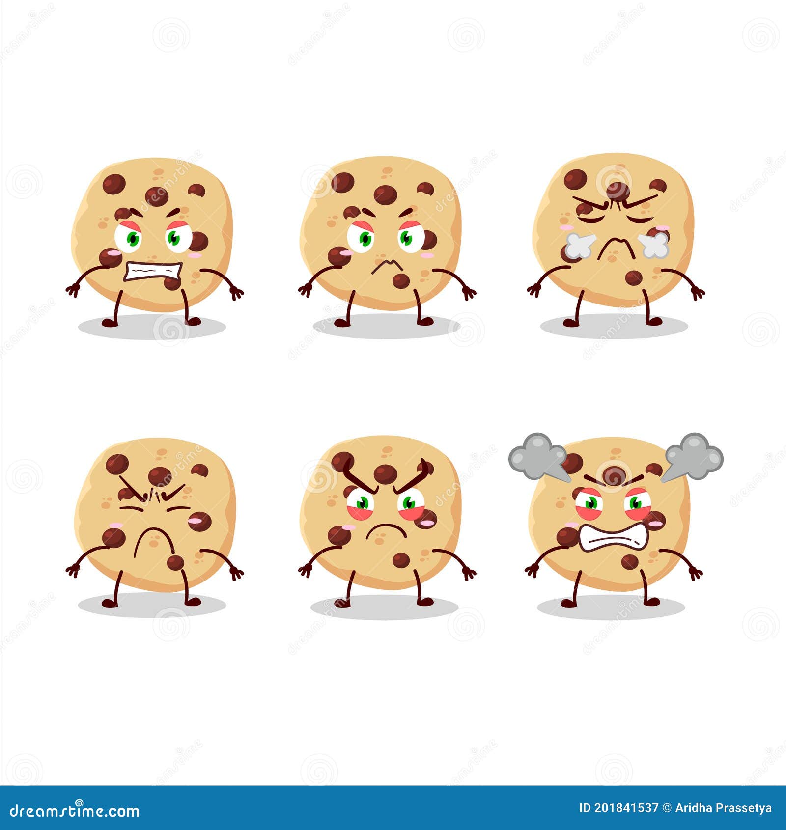 Chocolate Chips Cartoon Character with Various Angry Expressions Stock ...