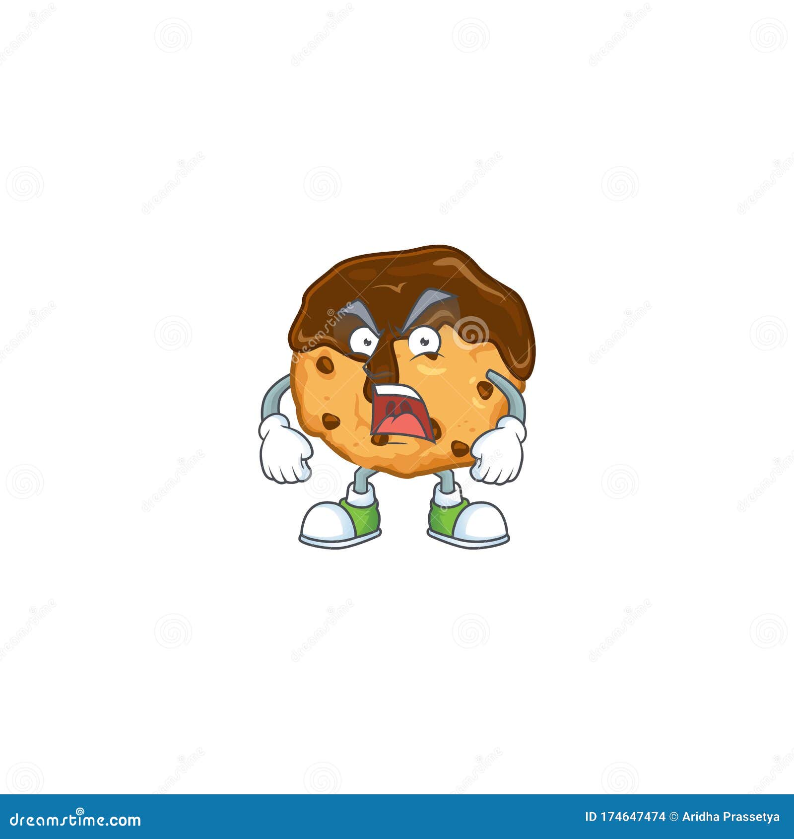 Chocolate Chips with Cream Cartoon Character Design with Angry Face ...