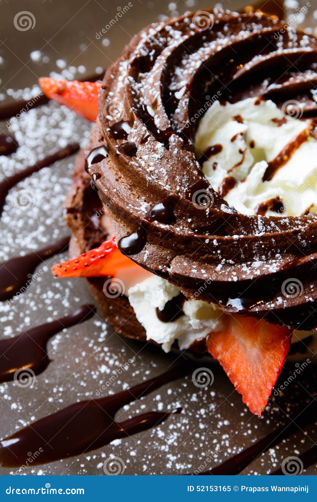 Chocolate Choux with Strawberry Stock Image - Image of cream, dessert ...