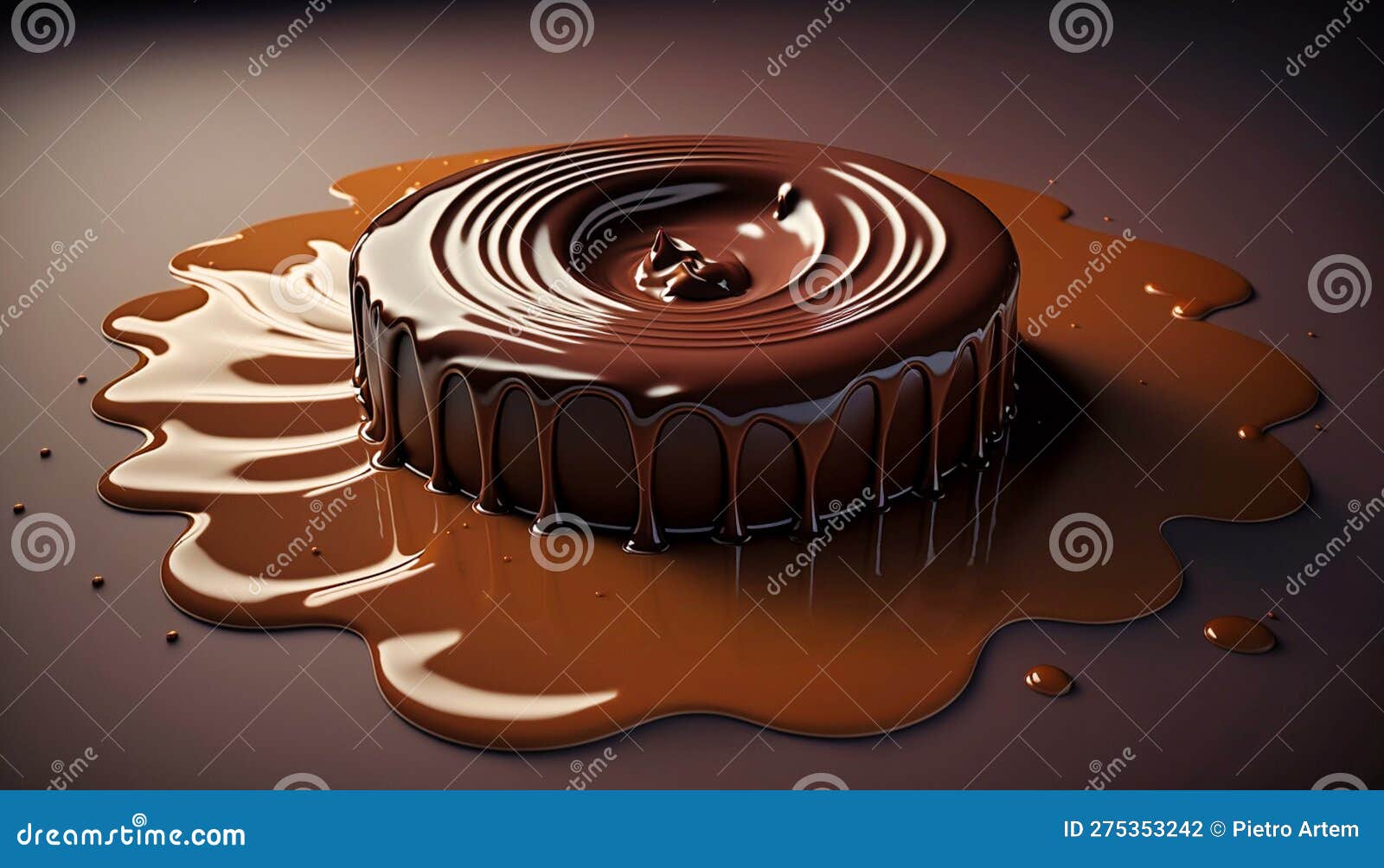 Chocolate Circle with Chocolate Sauce on Top, Generative AI Stock ...