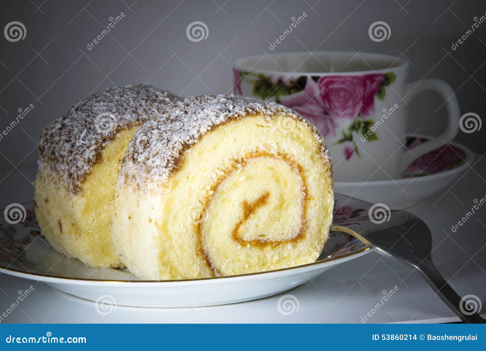 Chocolate Coconut Roll Cake Stock Photo - Image of bake, chocolate ...