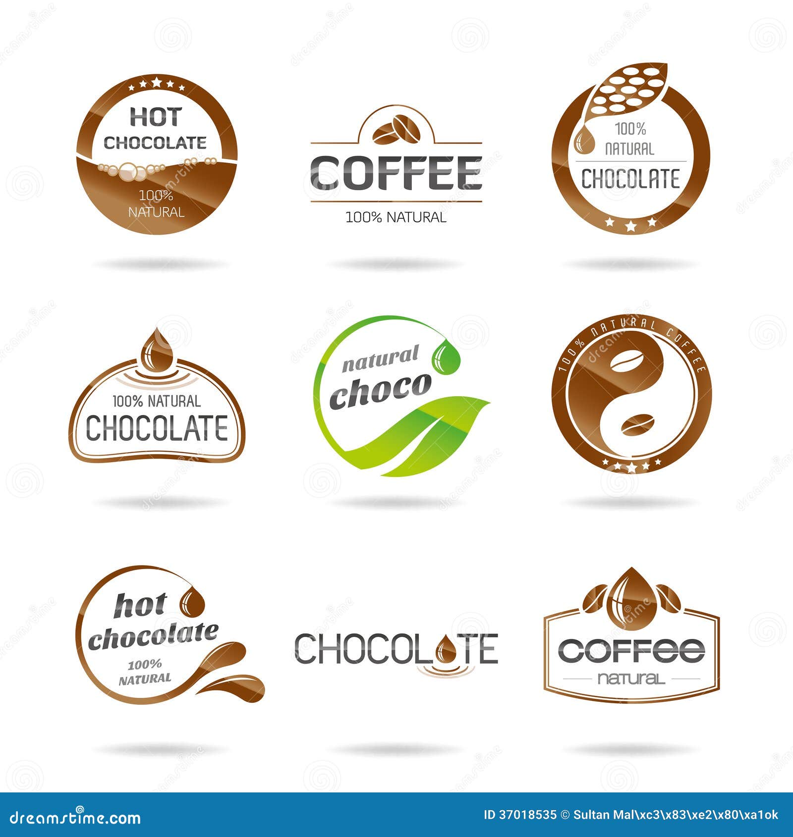 Chocolate, Coffe and Caramel Icon Design - Sticker Stock Vector ...