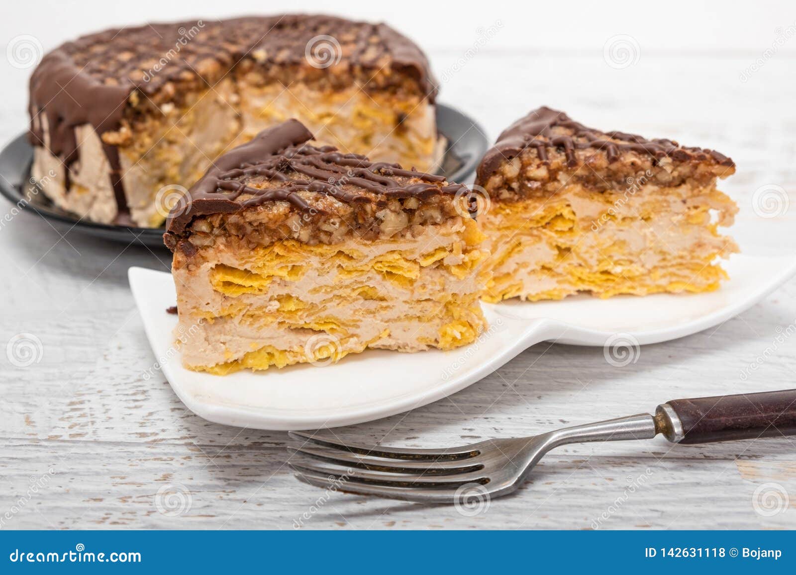 Chocolate and Corn Flakes Cake Stock Photo - Image of delicious, bakery ...